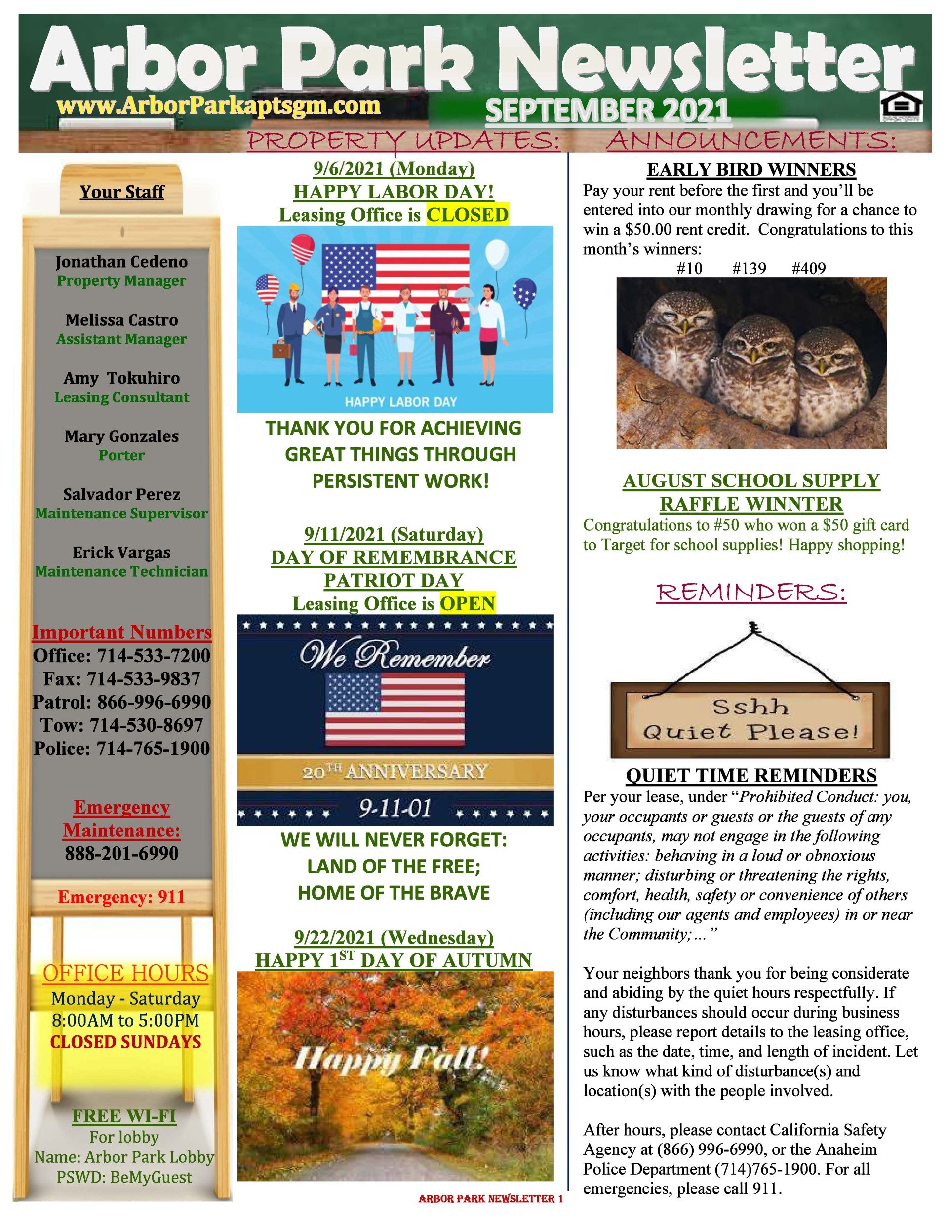 Resident Newsletter - September