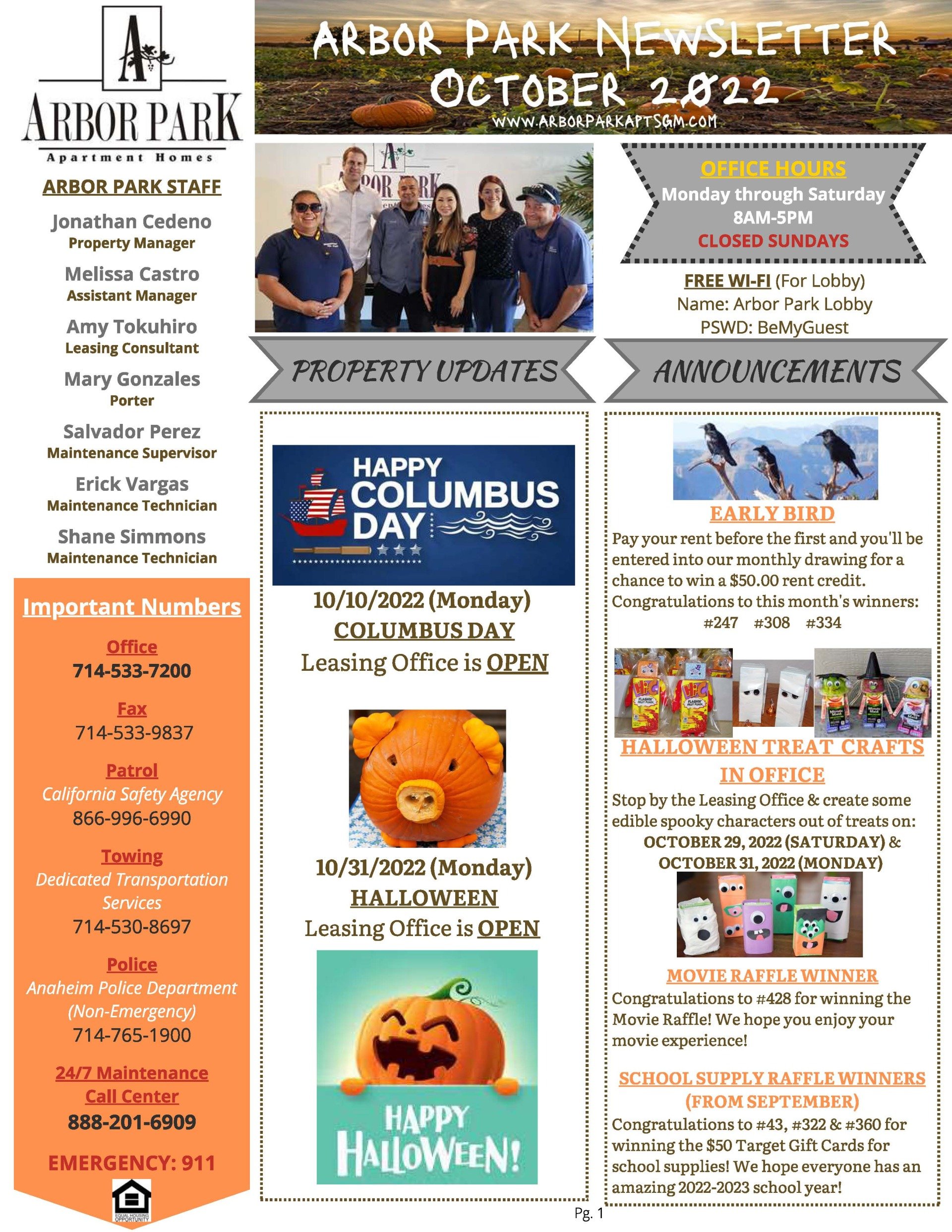 Resident Newsletter - October