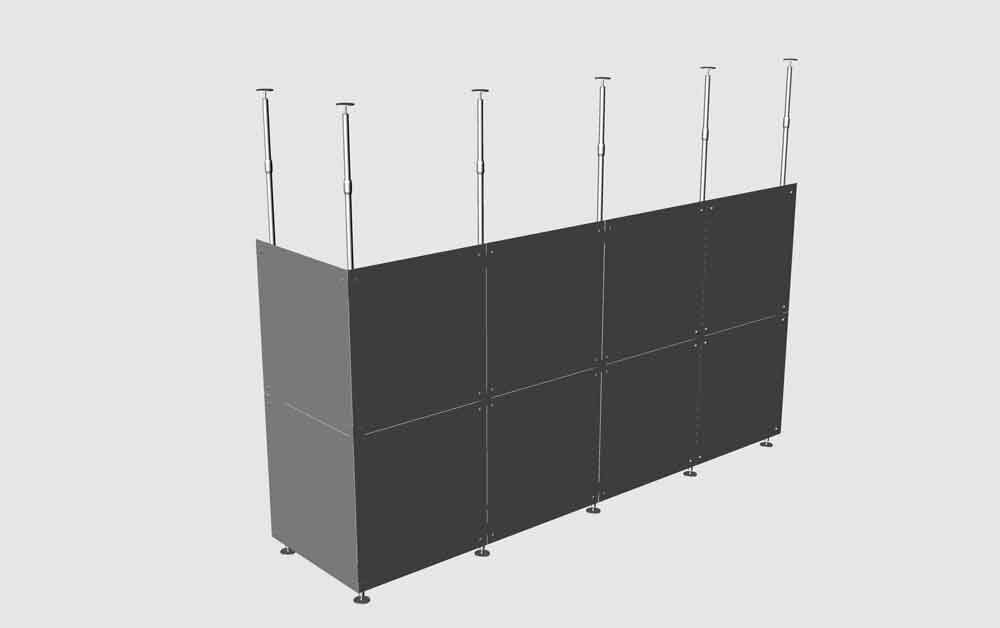 Mobile corner partition walls: self-supporting modular walls