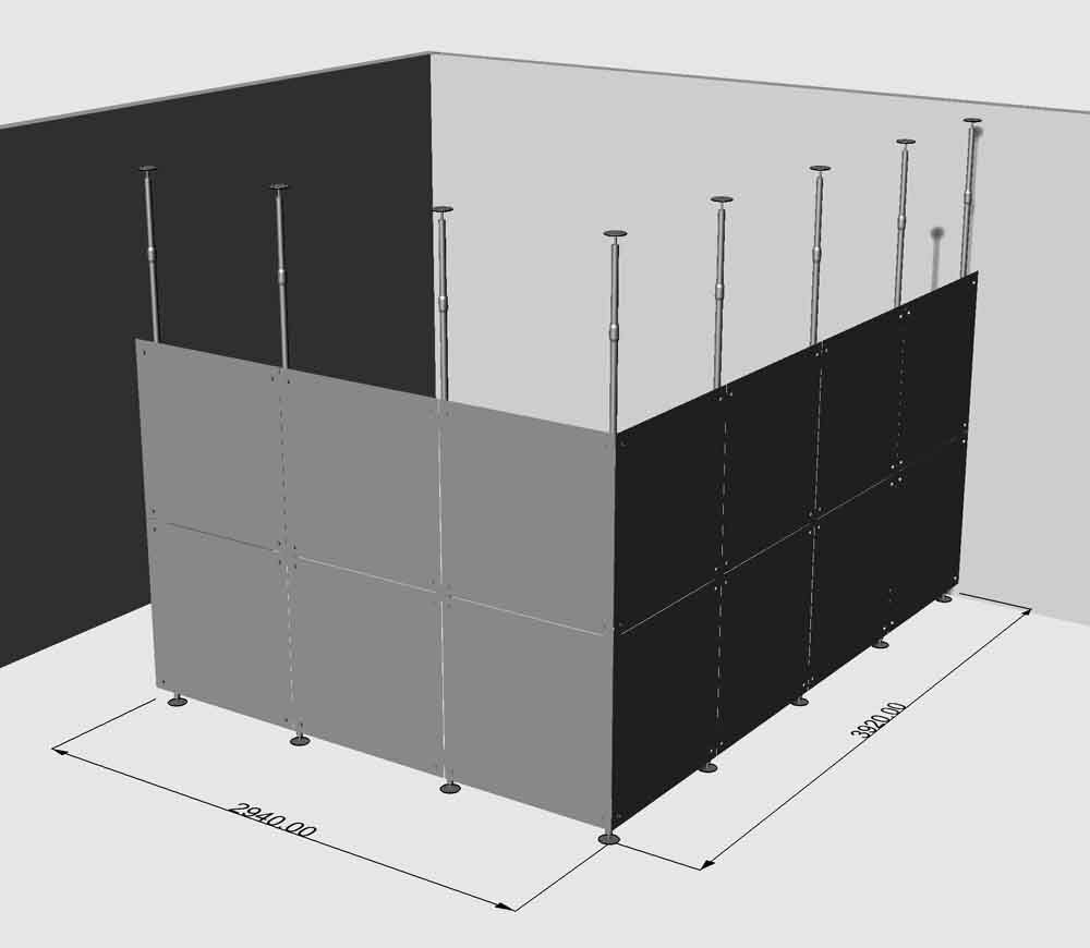 Mobile corner partition walls: self-supporting modular walls