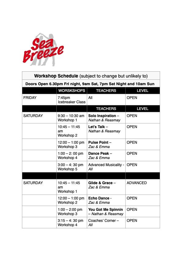 Sea Breeze Modern Jive Weekender 2025