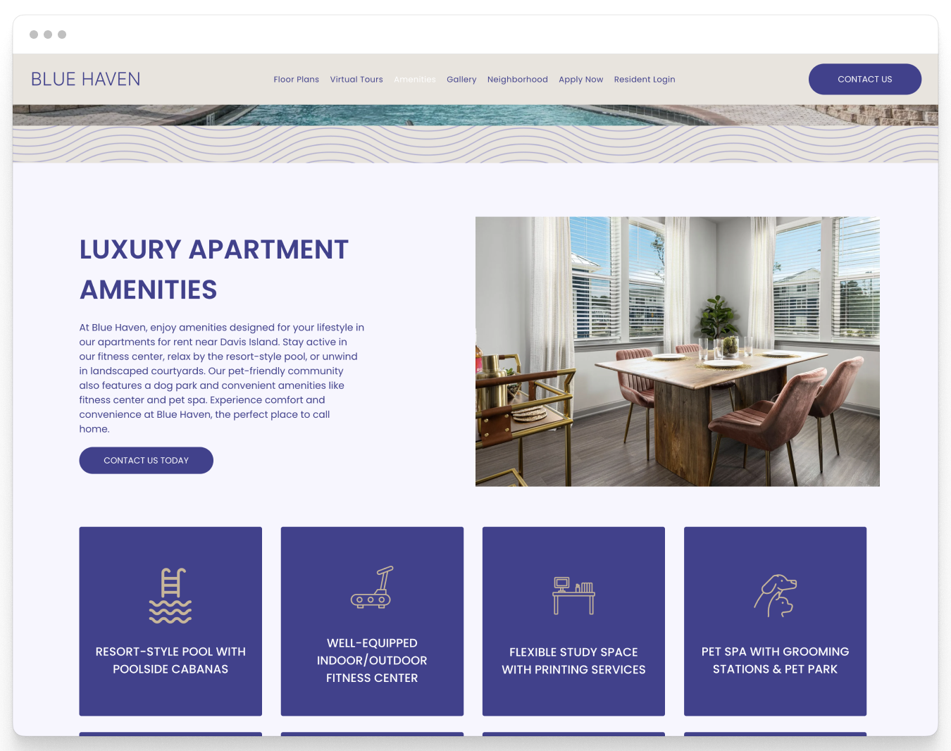 Blue Haven | Apartment Website Theme | Repli