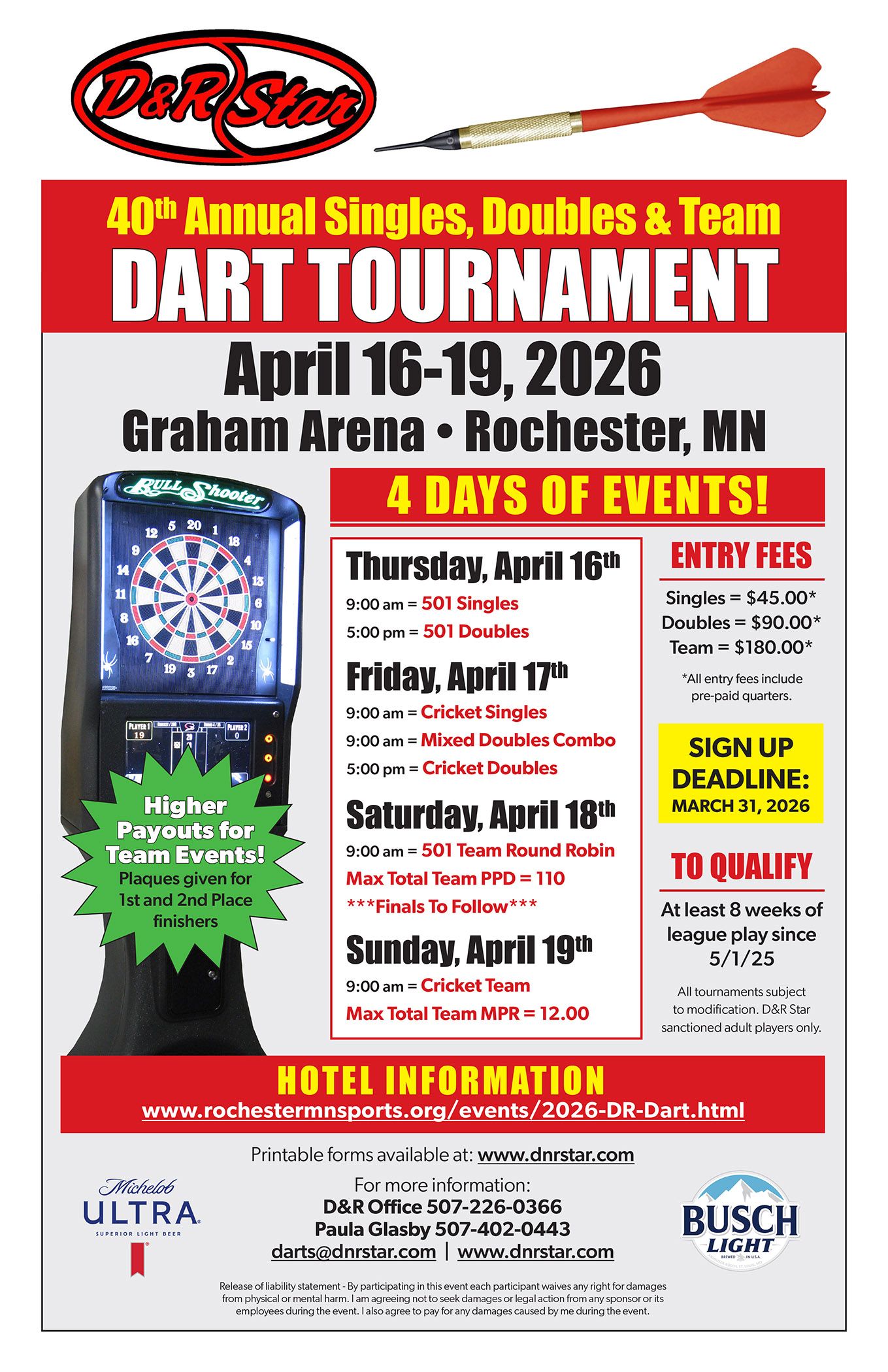 Dart Leagues & Tournaments | D&R Star | Rochester & Austin, MN