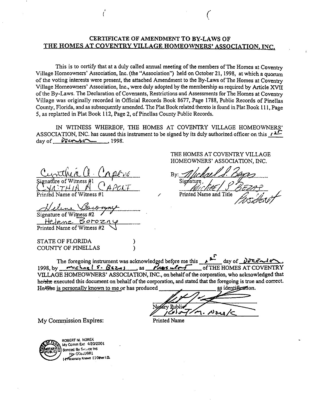 Residents | Coventry Village HOA | East Lake Florida