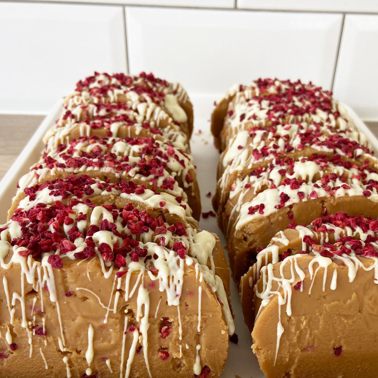 Raspberry Fudge slice