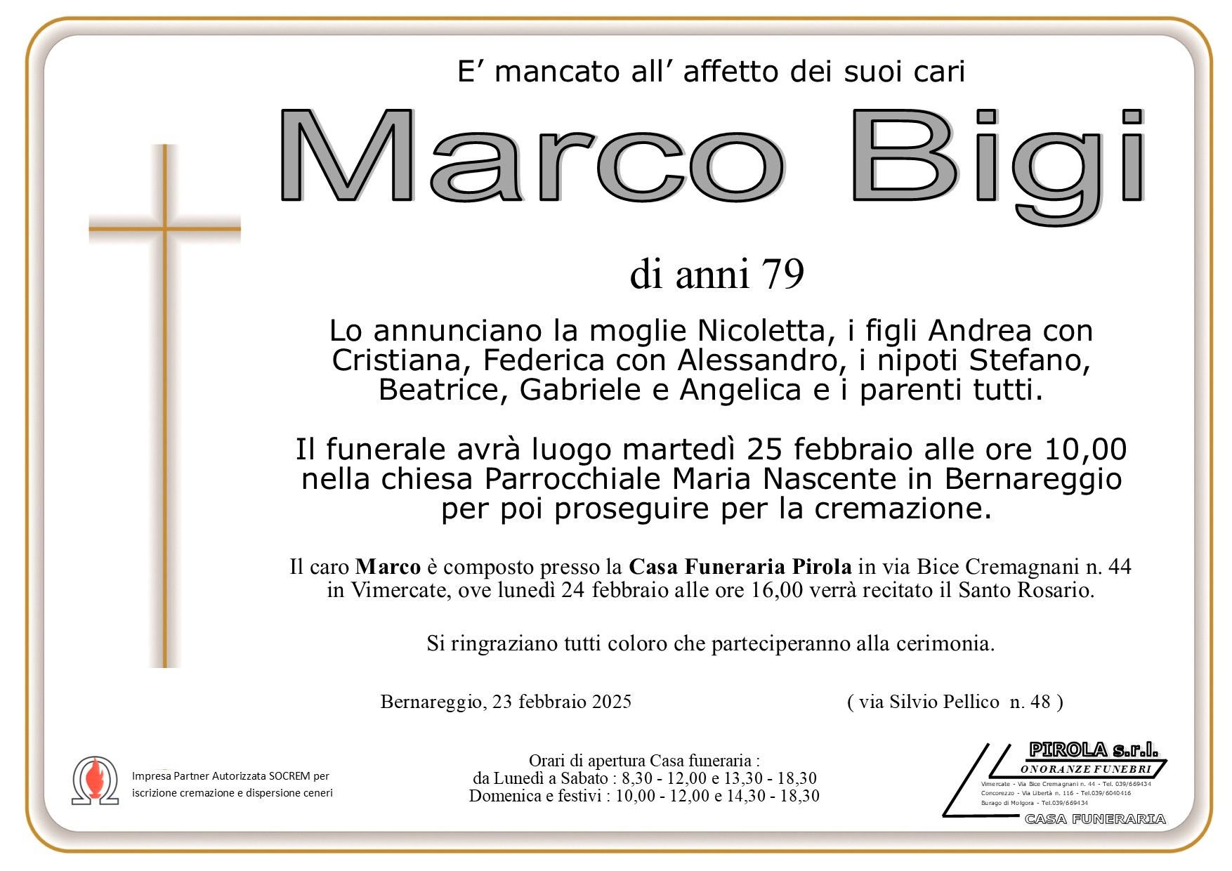 Lutti Esposti - Necrologi | Pirola Onoranze Funebri s.r.l. Vimercate