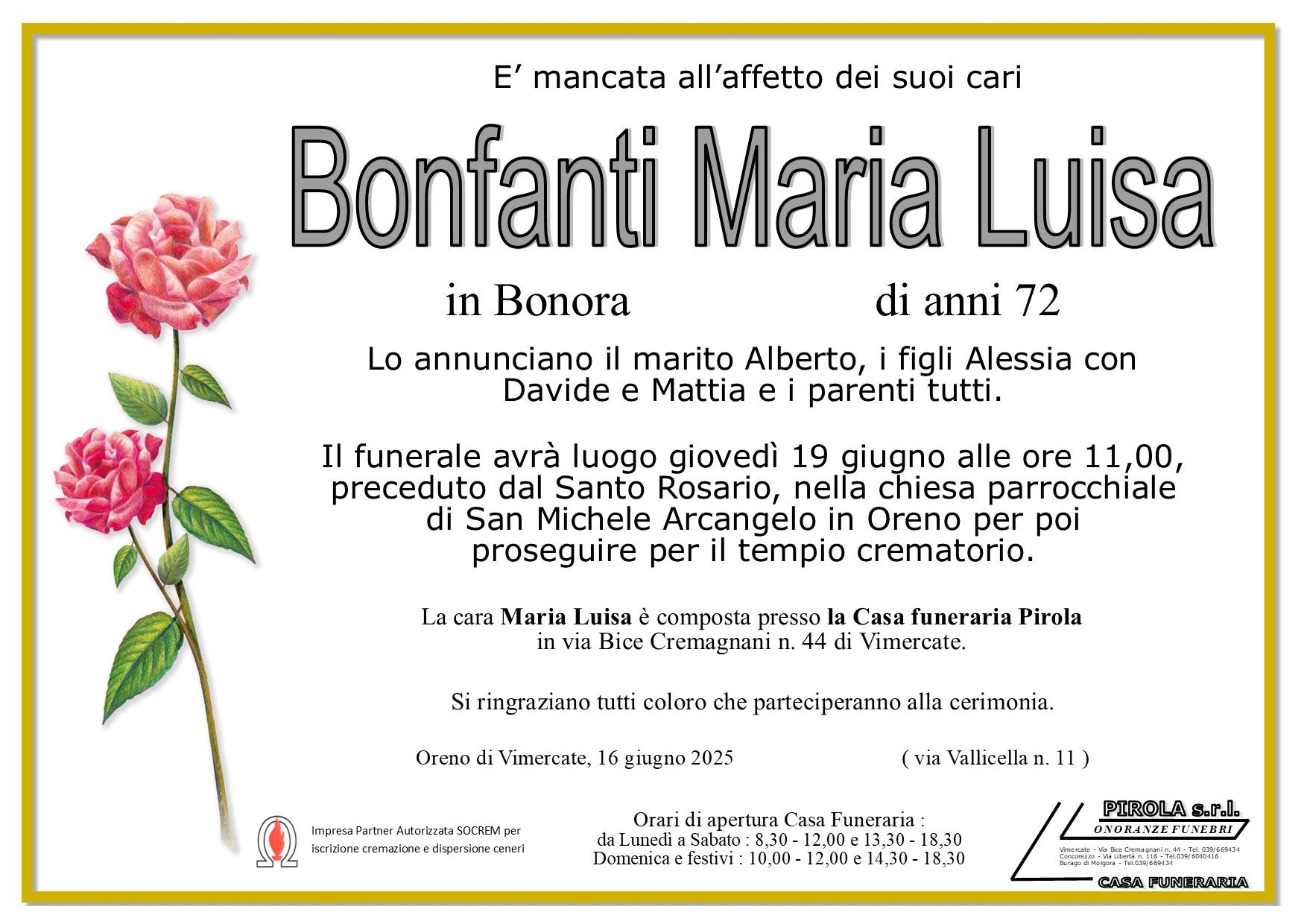Lutti Esposti - Necrologi | Pirola Onoranze Funebri s.r.l. Vimercate