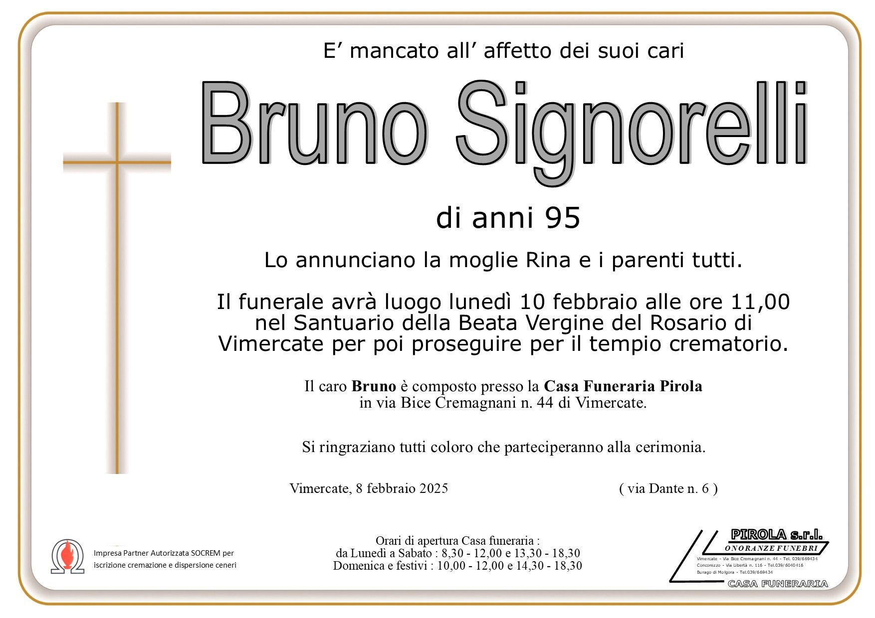 Lutti Esposti - Necrologi | Pirola Onoranze Funebri s.r.l. Vimercate