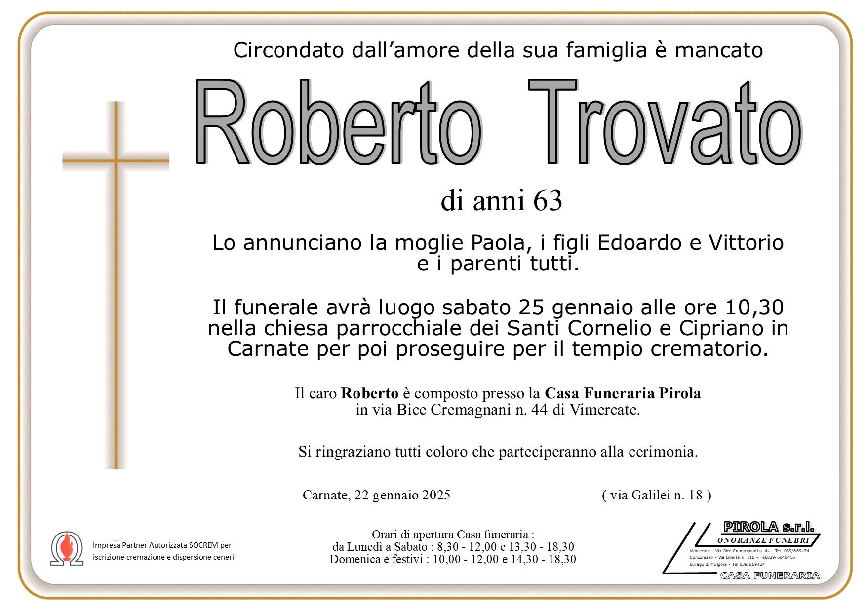 Lutti Esposti - Necrologi | Pirola Onoranze Funebri s.r.l. Vimercate