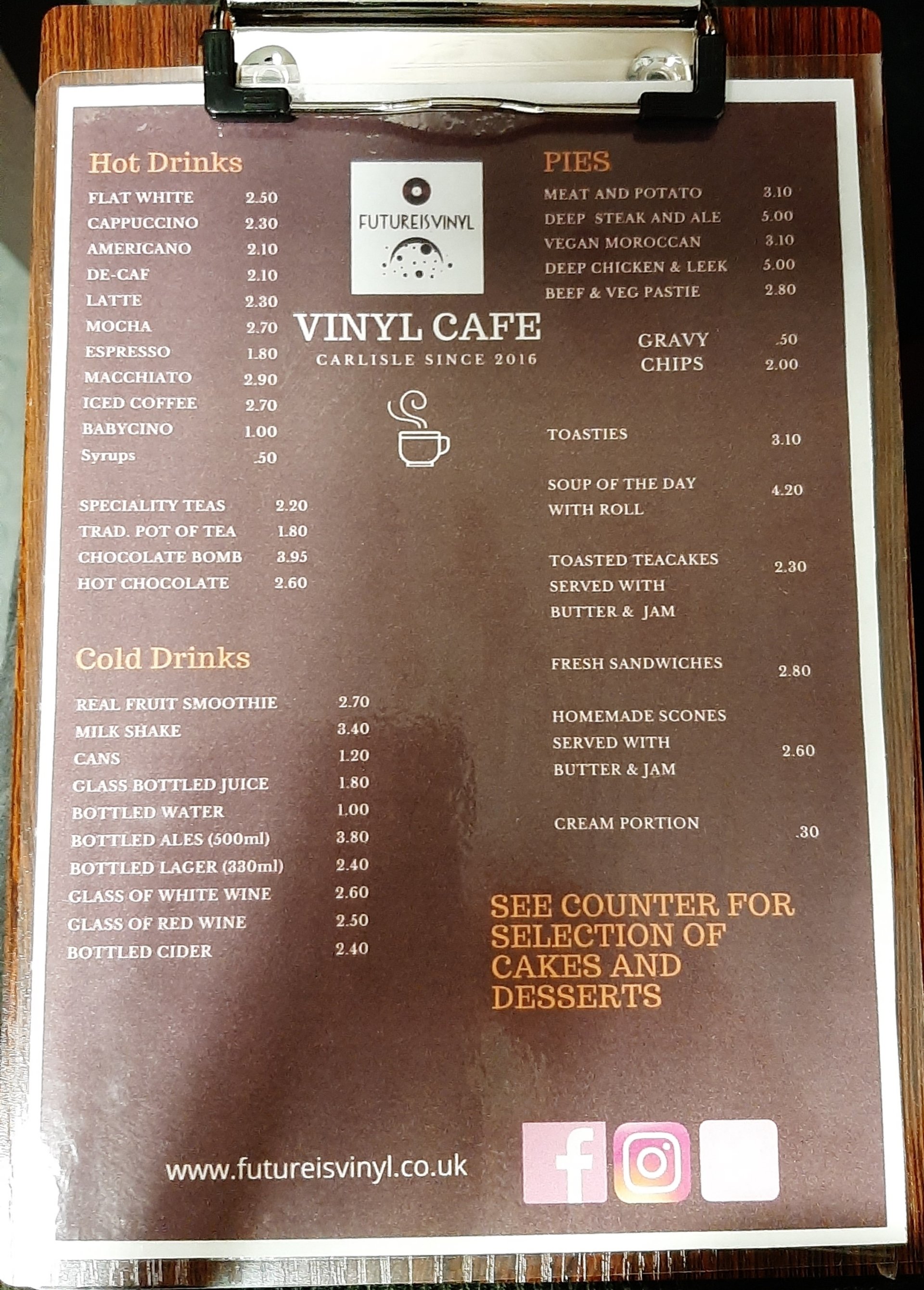 Vinyl Café in Carlisle – Our Menu | Future Is Vinyl