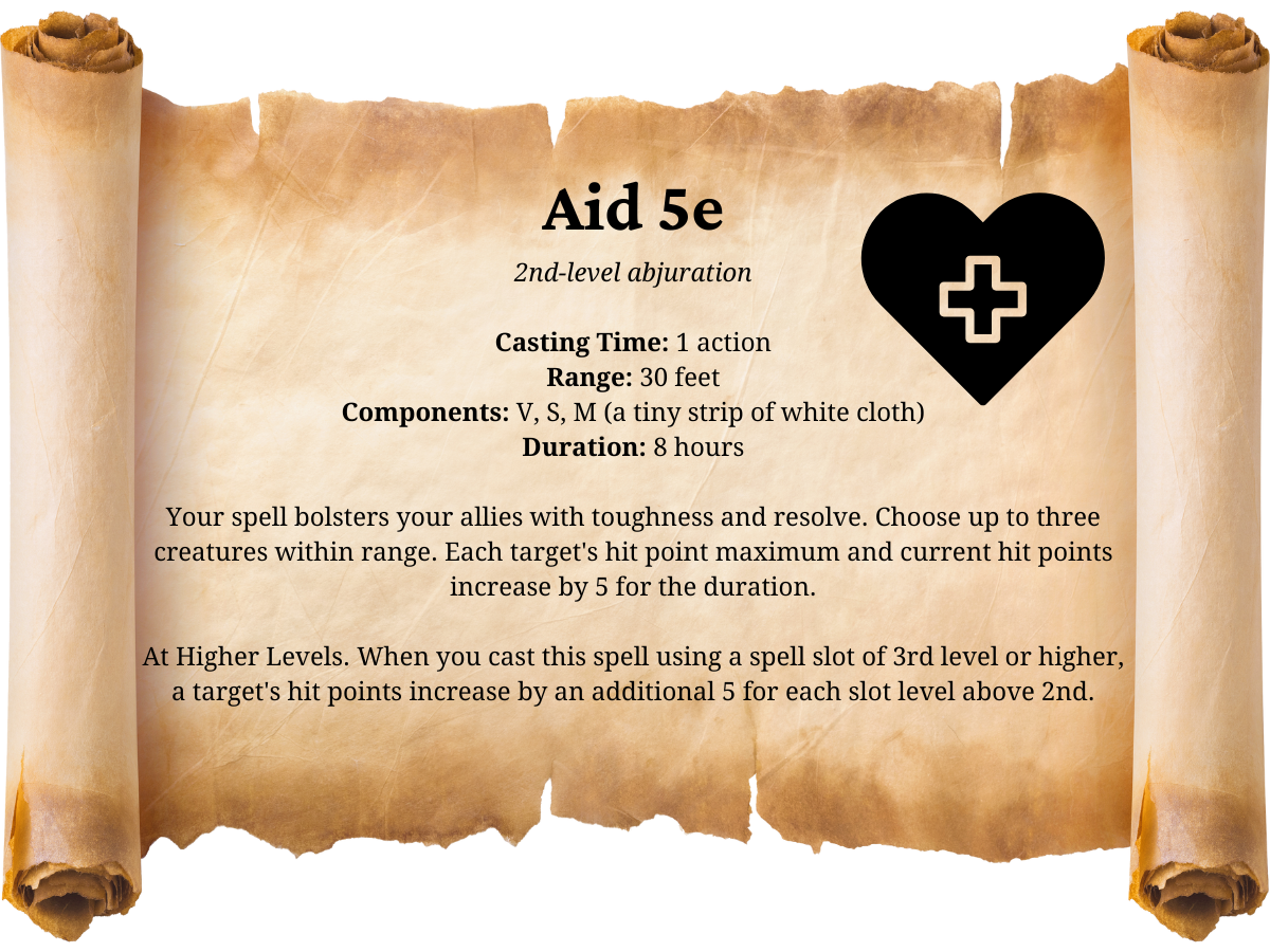 Aid 5e - D&D 5th Edition Spell Book - Eternity TTRPG