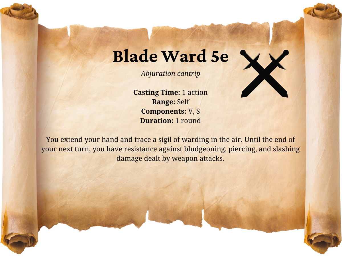 Blade Ward 5e - D&D 5th Edition Spell Book - Eternity TTRPG