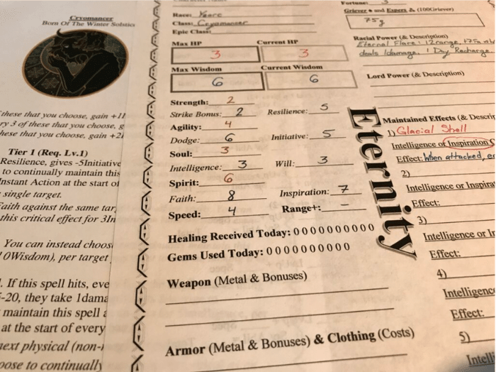 Welcome to Tabletop Roleplaying - Eternity TTRPG