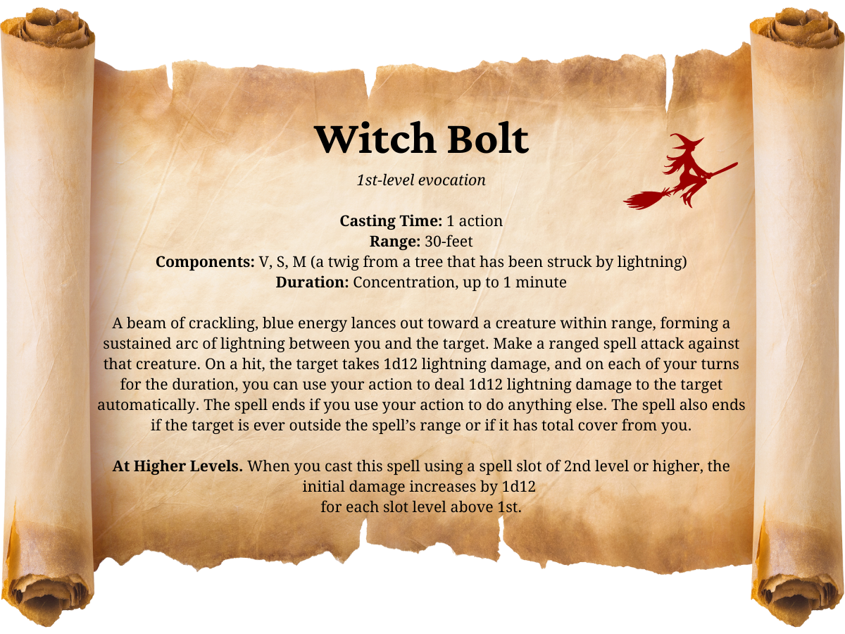 Witch Bolt 5e – D&D 5th Edition Spellbook - Eternity TTRPG