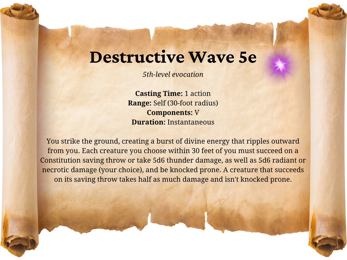 Destructive Wave 5e - D&D 5th Edition Spell Book - Eternity TTRPG