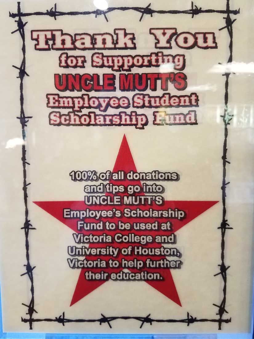 Employment/Scholarships | Victoria, TX | Uncle Mutt's Bar-B-Q