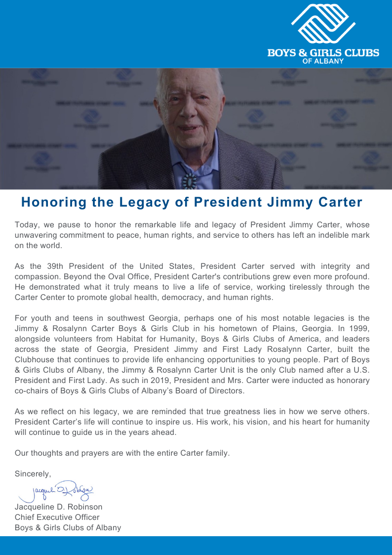 Honoring the Legacy of President Carter