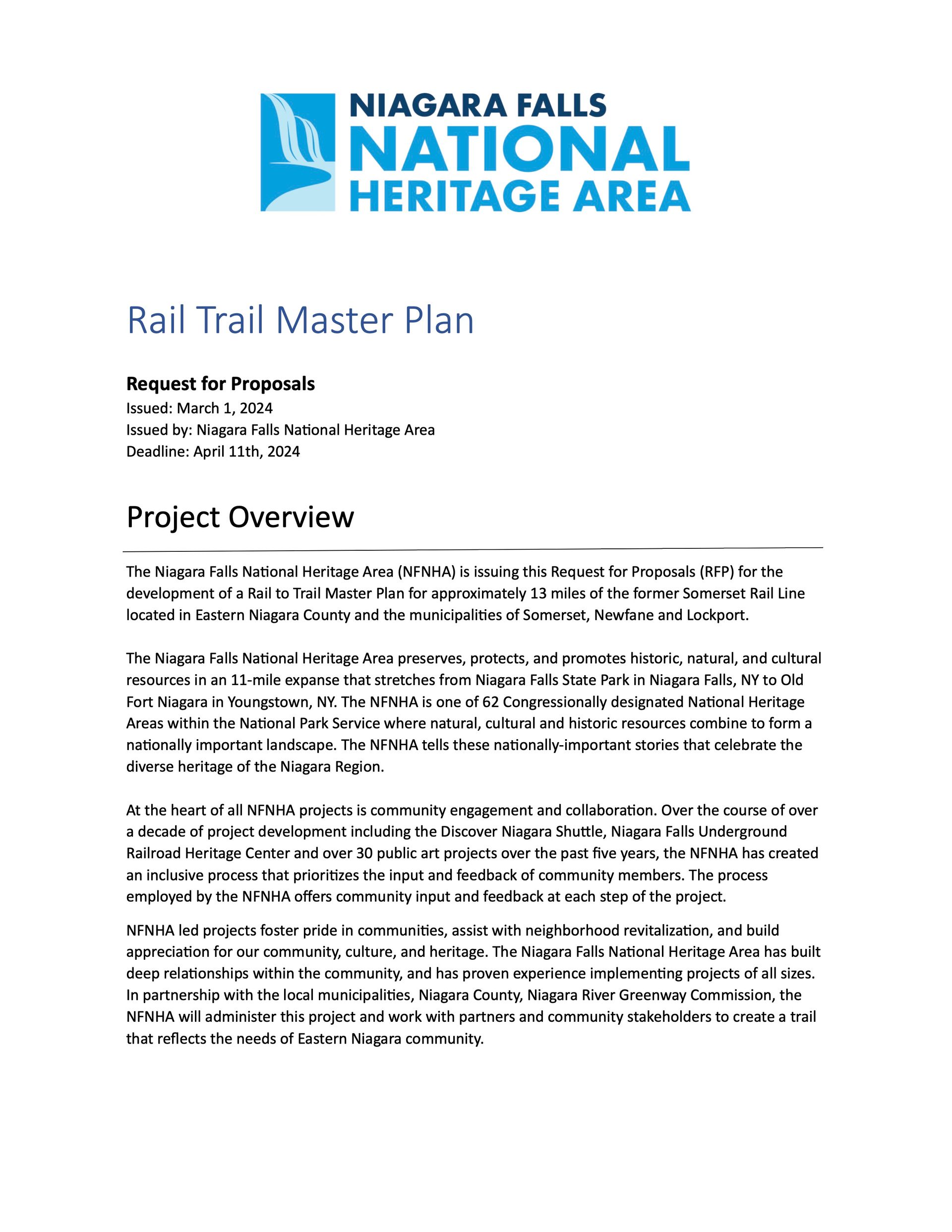Request for Proposals: Rail Trail Master Plan