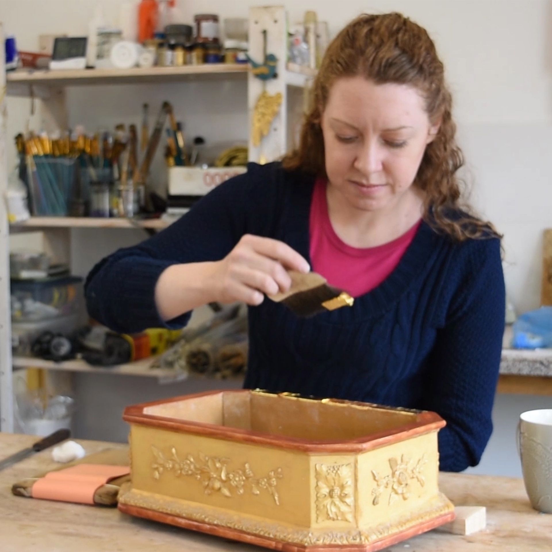 Ruth Tappin, restorer of gilded antiques.