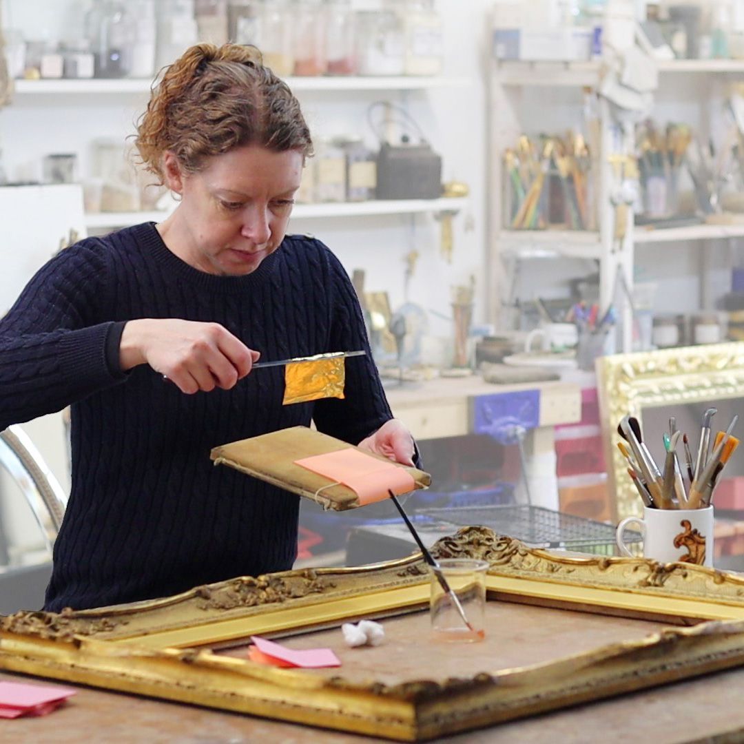 Ruth Tappin, restorer of gilded antiques.
