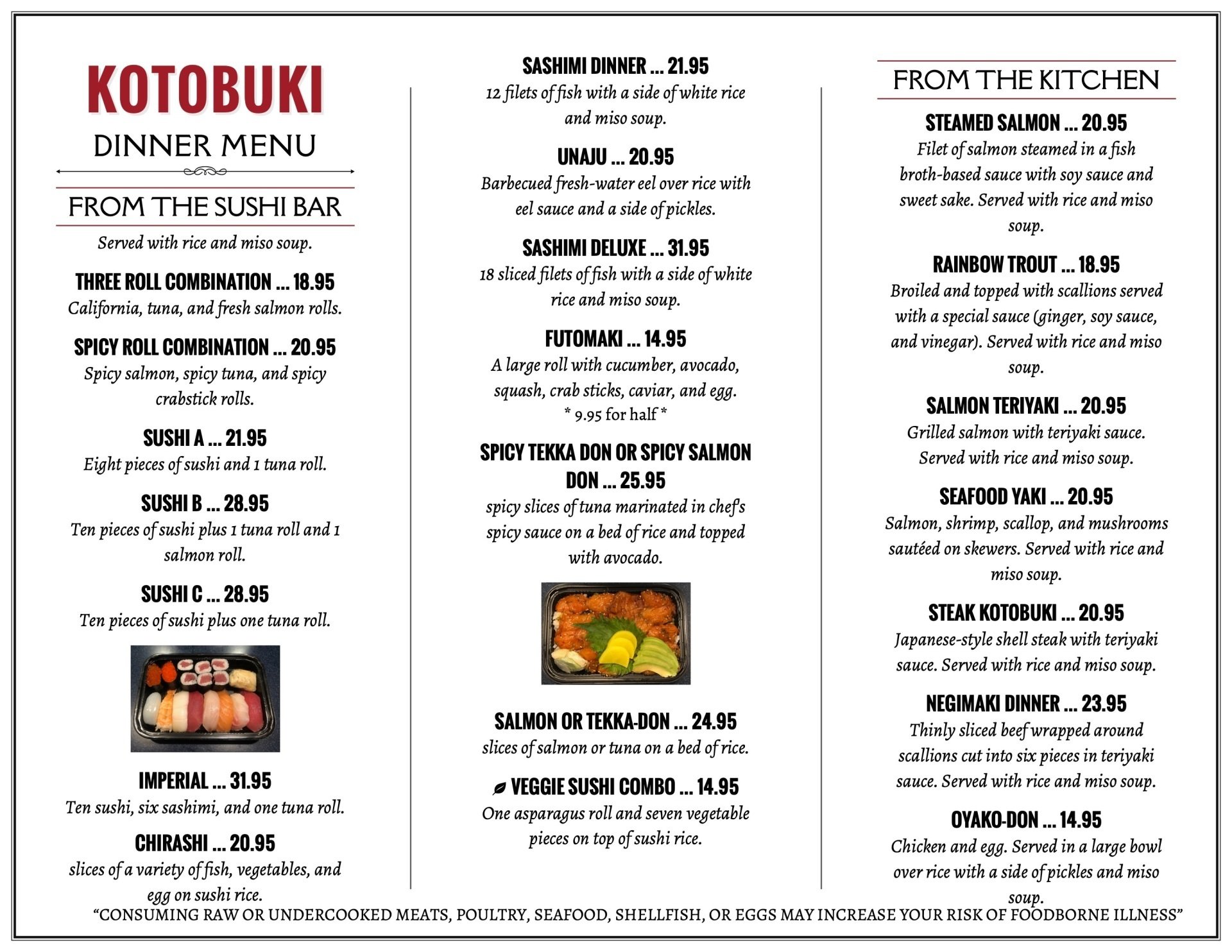 Menu at a glance | Kotobuki Japanese Cuisine