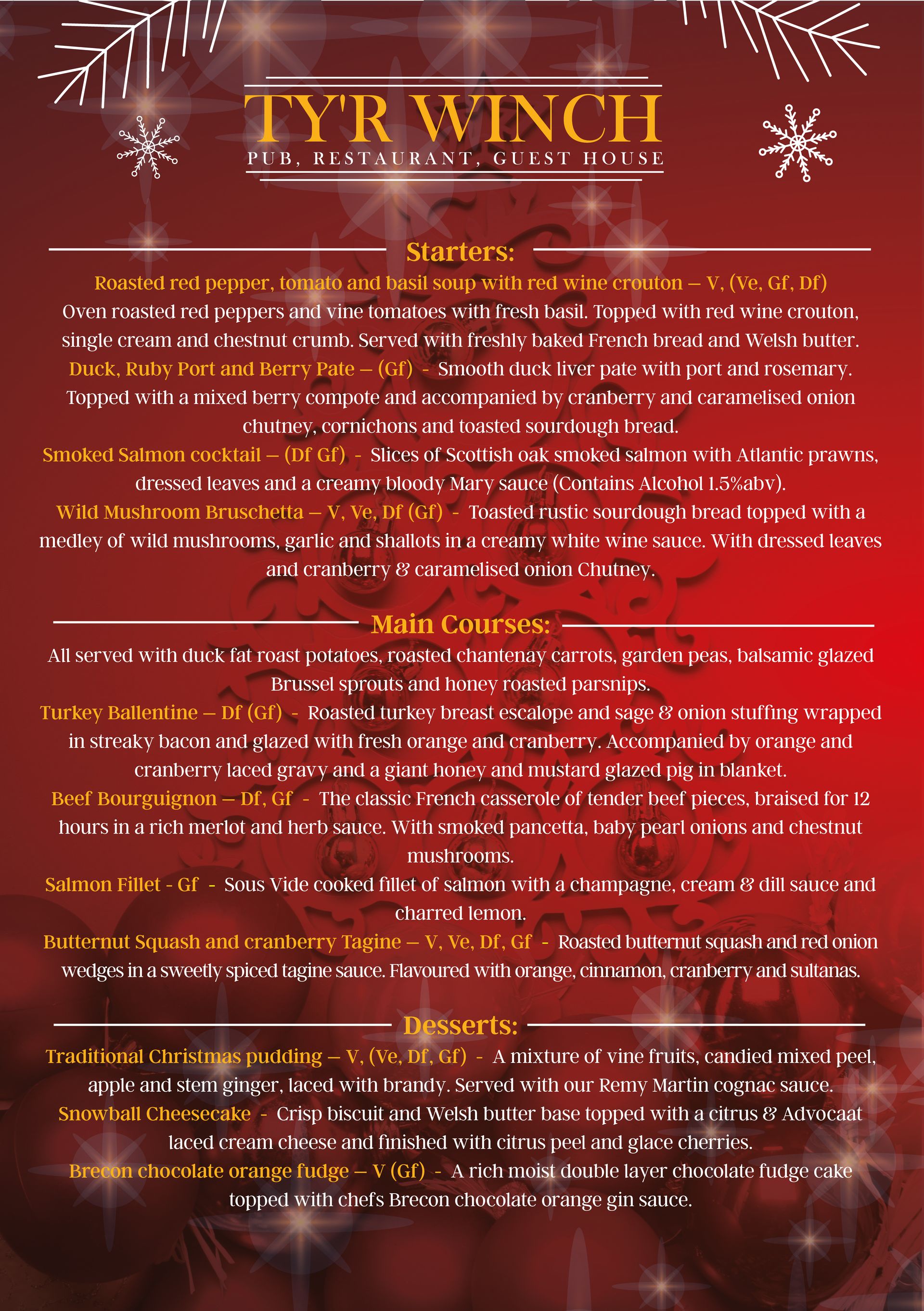 Christmas at Ty'r Winch | Pub | Restaurant in Old St Mellons, Cardiff