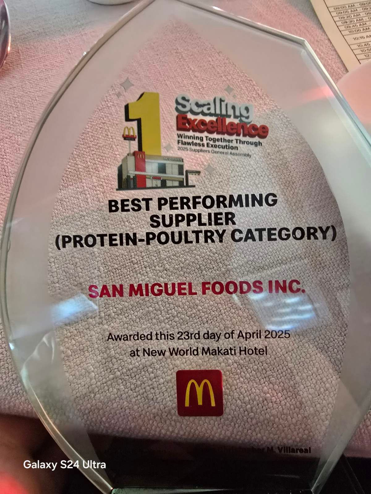 San Miguel Foods, Inc. wins triple recognition from McDonald’s Philippines
