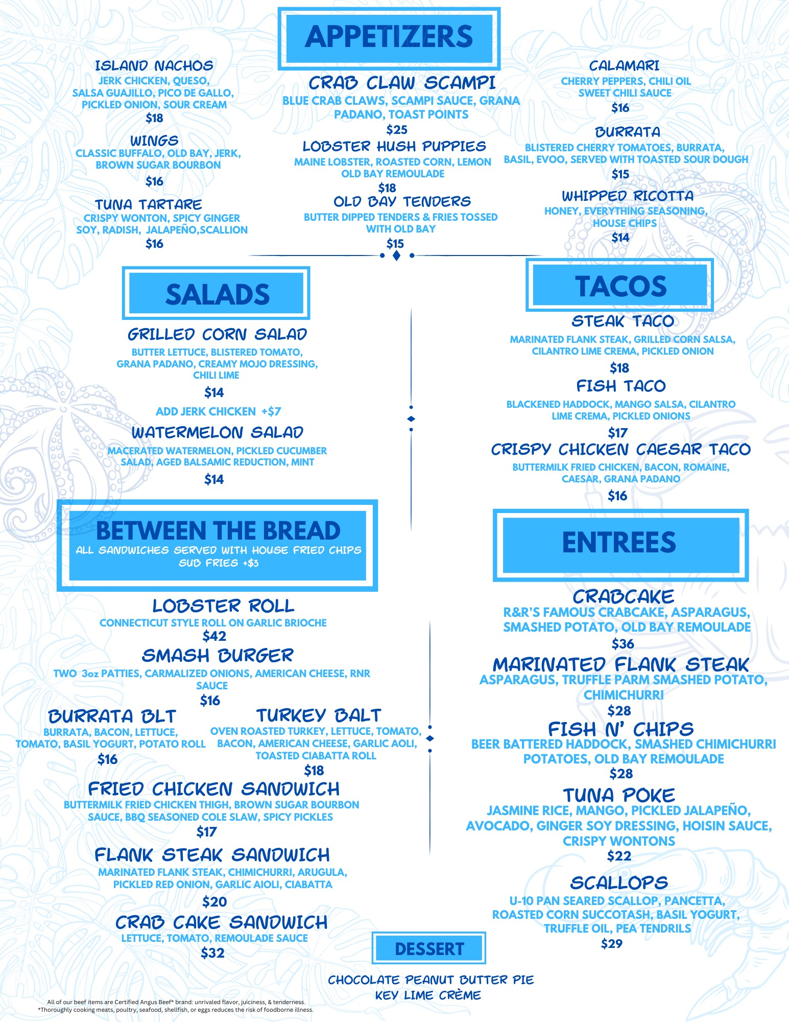 Menu | Raw & Refined: Cocktails & Eats | Baltimore, MD