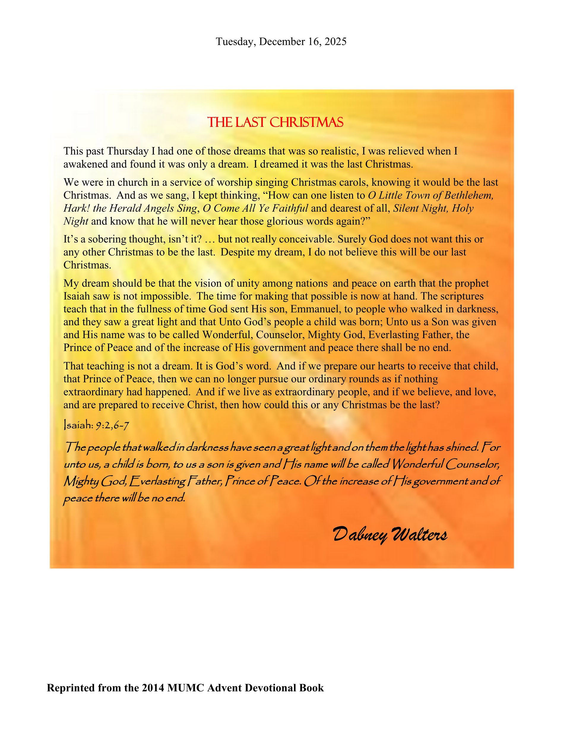 2025 Advent Devotional: December 16