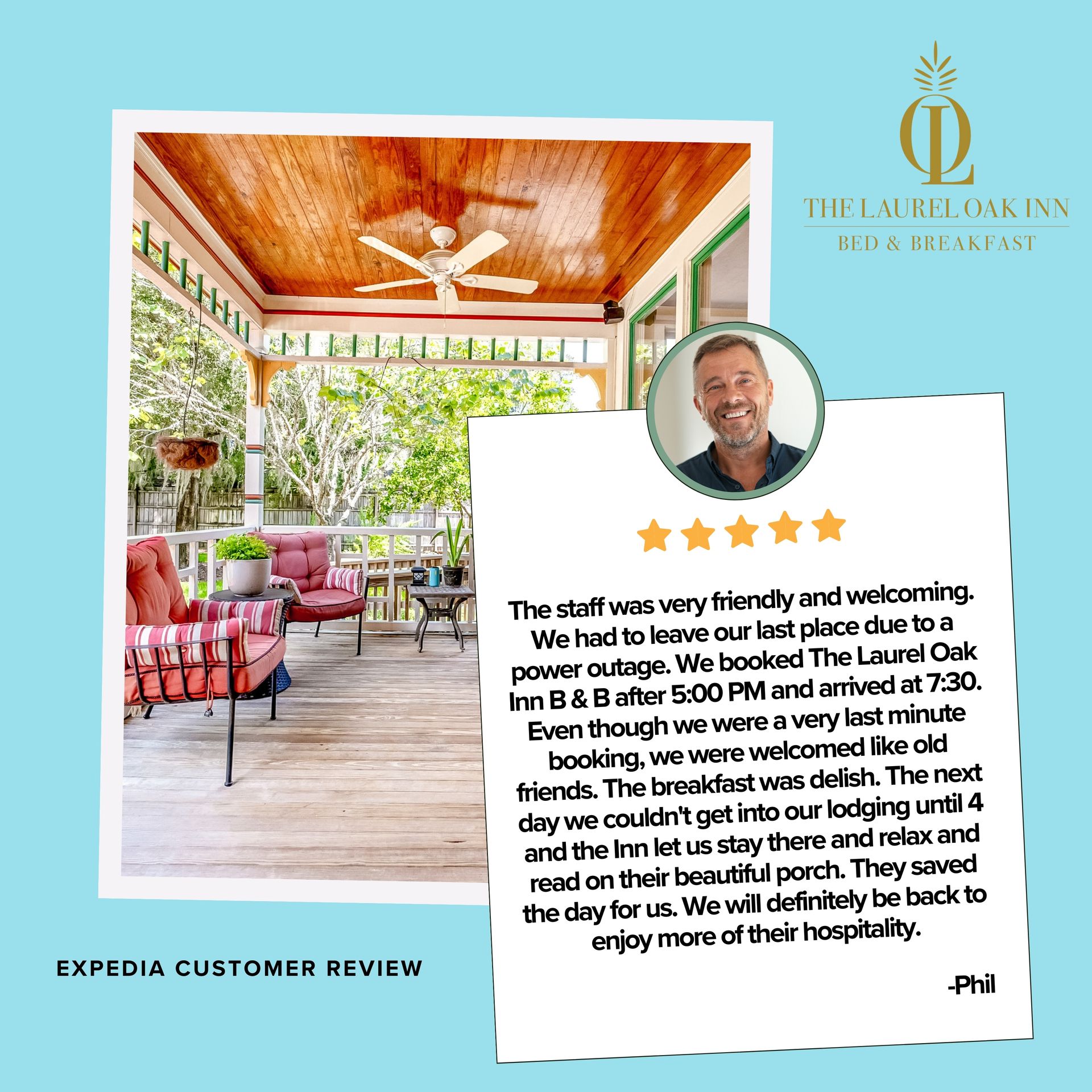 The Laurel Oak Inn loves our Expedia Guests!