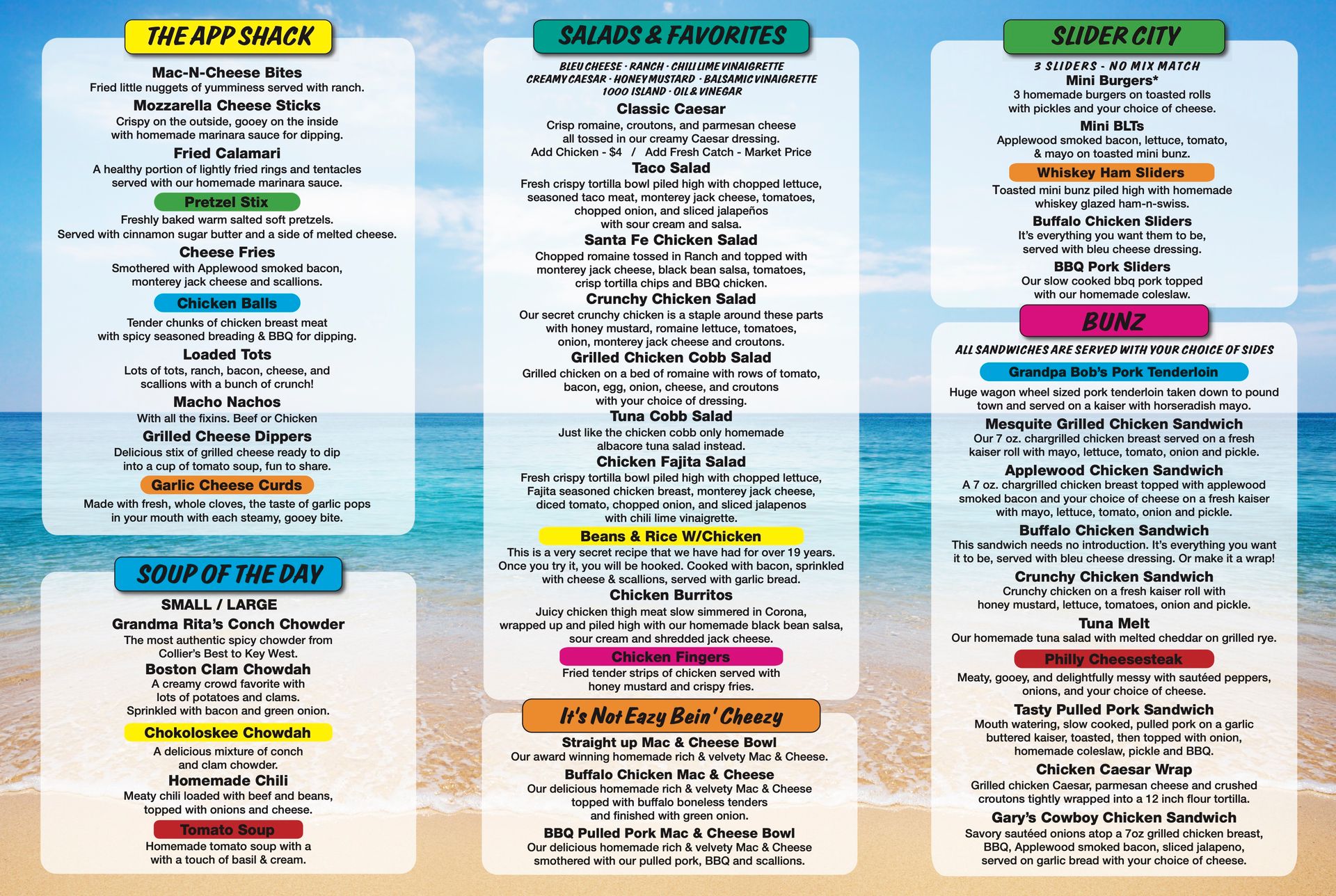 Rusty's Raw Bar & Grill - Food Menu