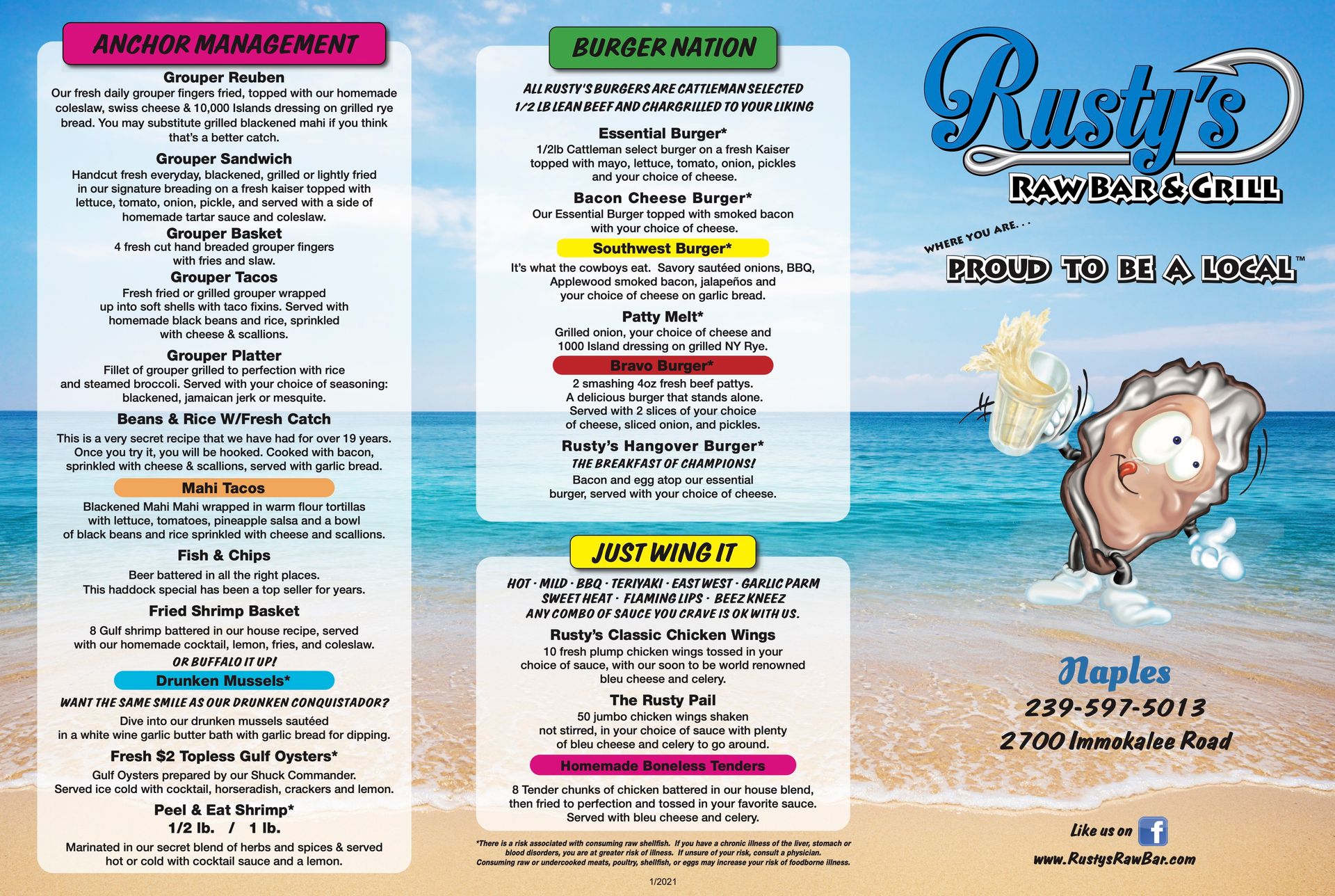 Rusty's Raw Bar & Grill - Food Menu