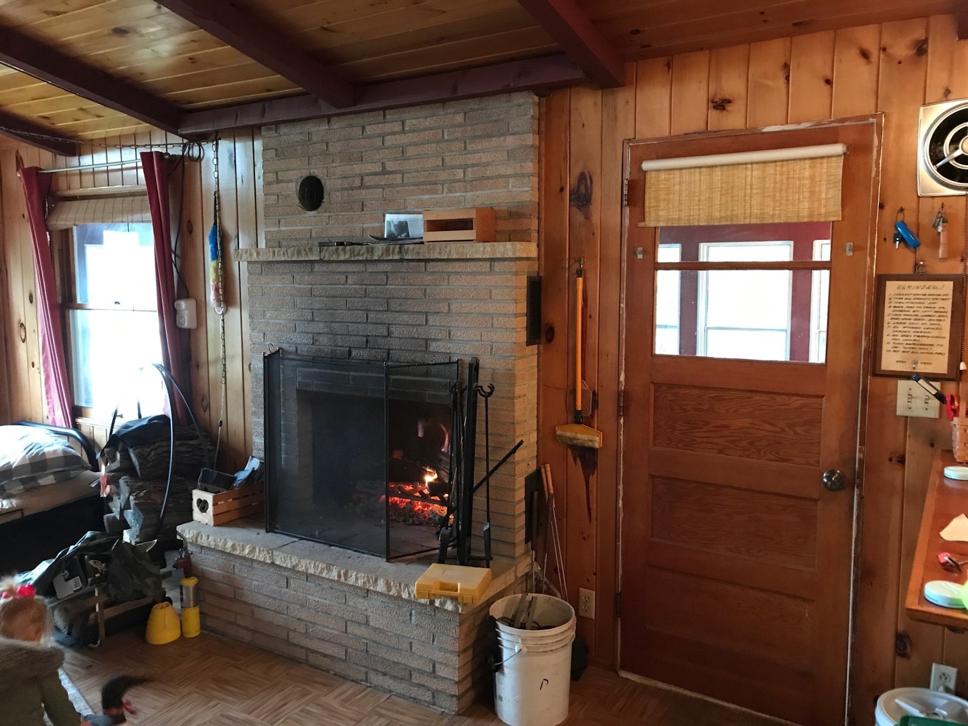 CABIN LIVING ROOM — BEFORE AND AFTER