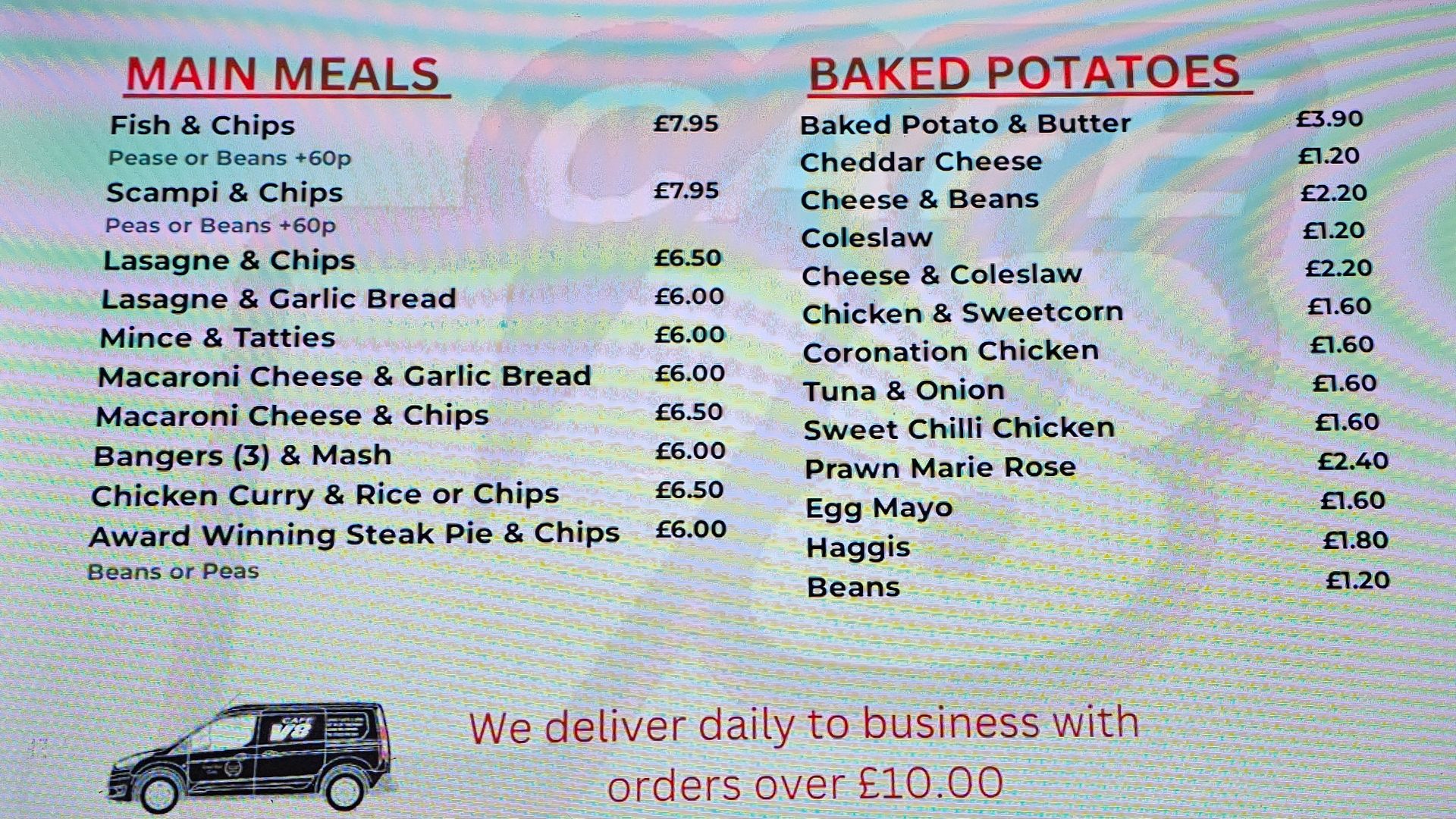 Takeaway | Breakfast | Lunch | Dinner | Inverness