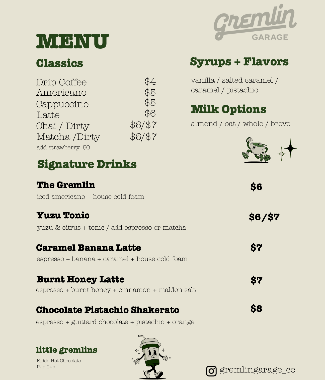 Our Menu | Gremlin Garage | Costa Mesa, CA