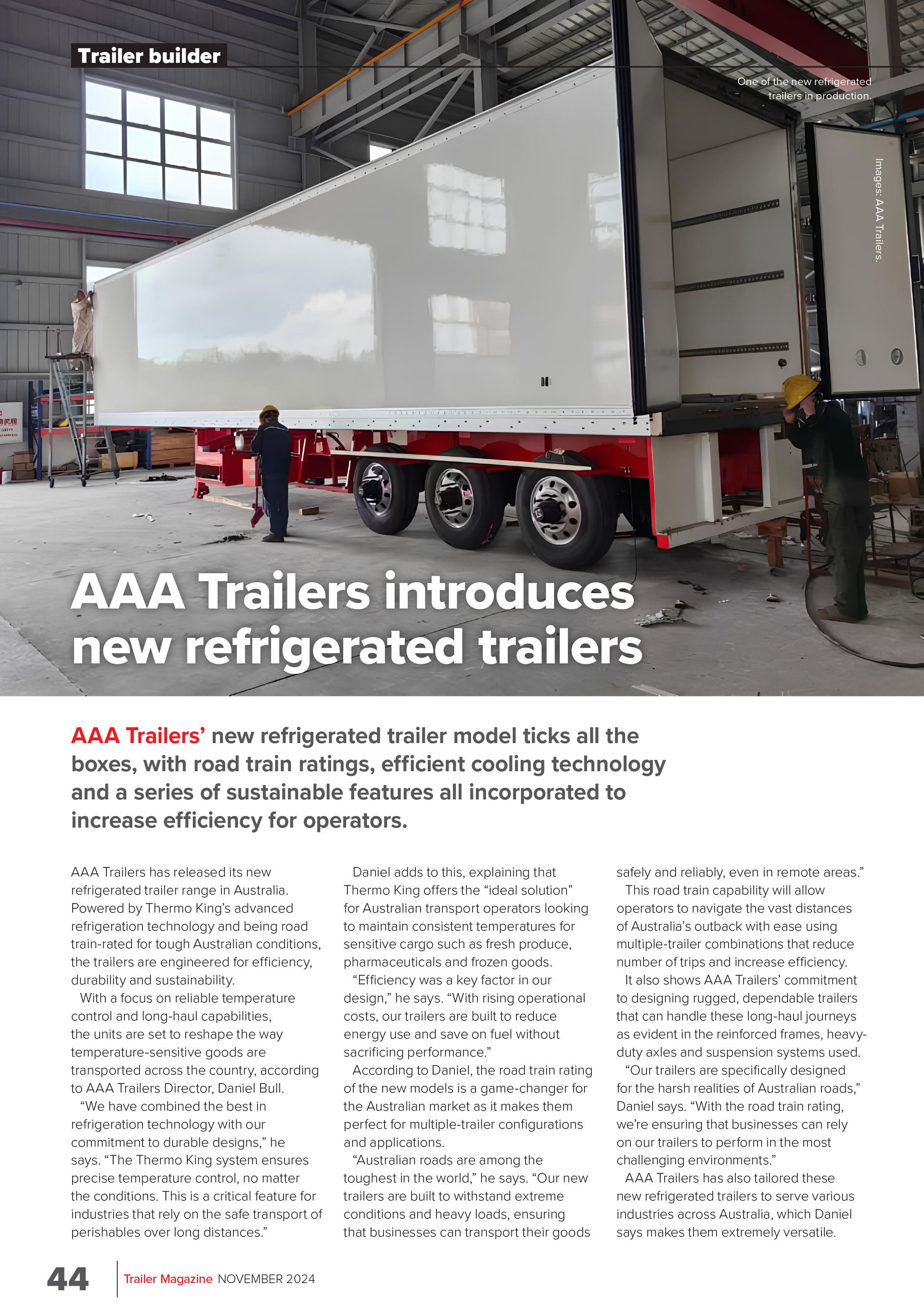 AAA Trailers Refrigerated Trailers for Australian Conditions