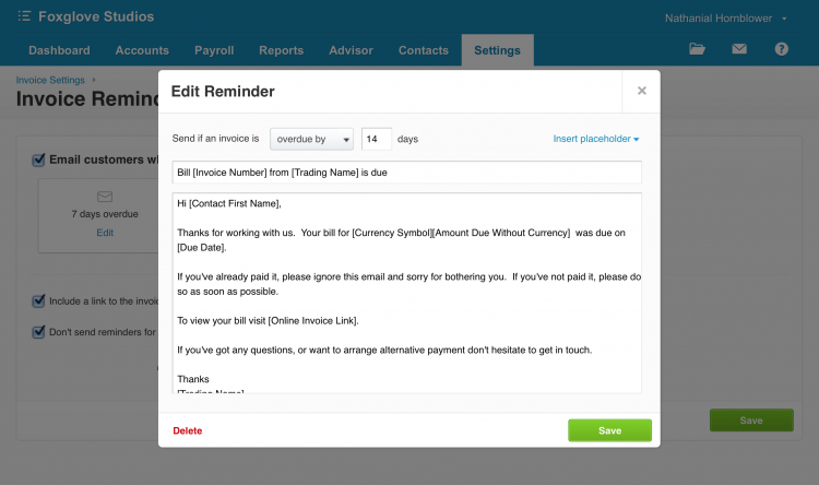 Xero Tip of the Month: Setting up Invoice Reminders