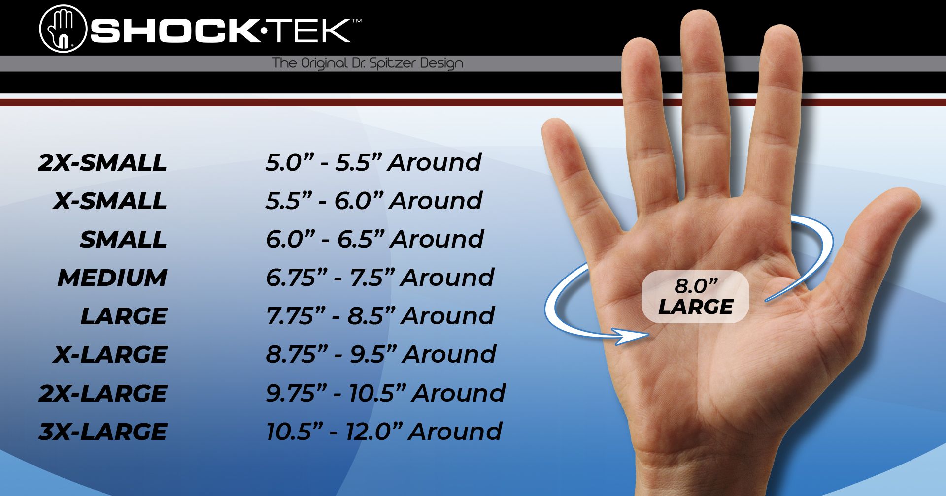 SHOCK•TEK™ | Glove Sizing Guide