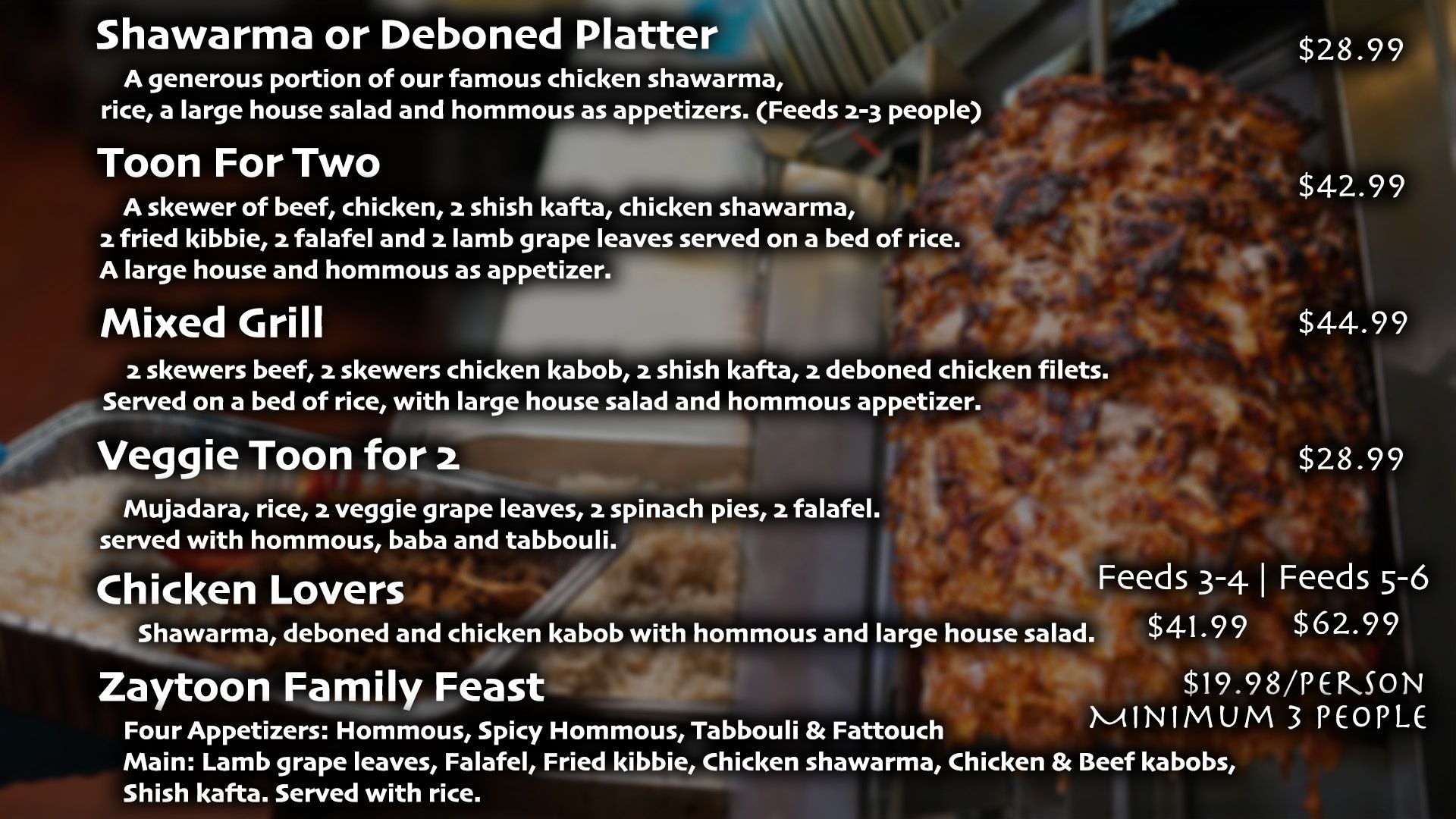 Discover Our Exquisite Menu - Zaytoon Holt