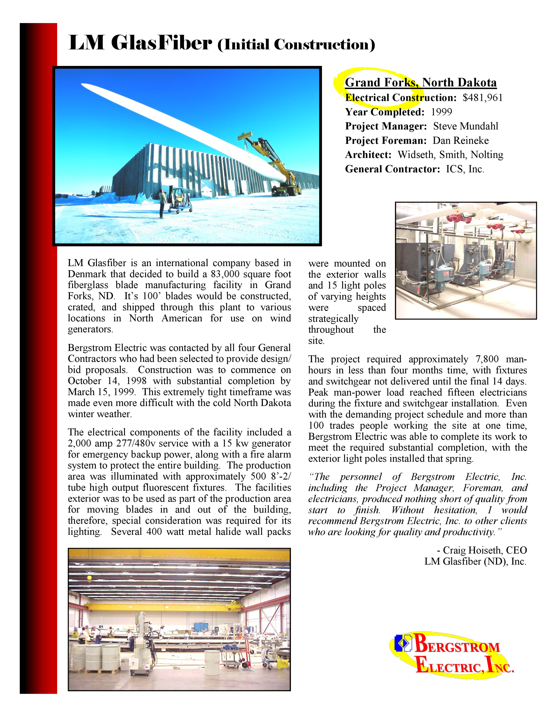 Bergstrom Electric Inc | Where Quality and Customers Matter