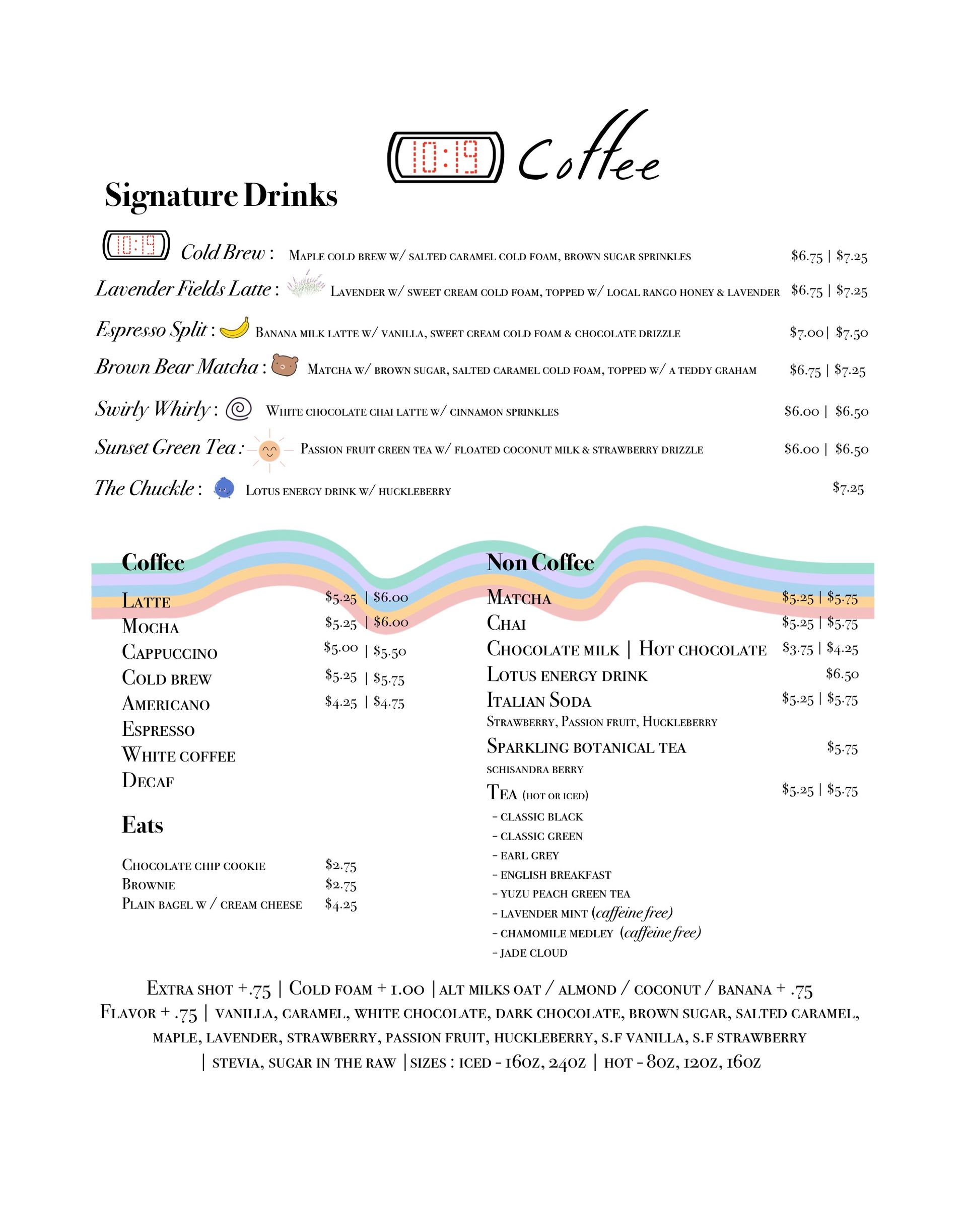 Menu | 10:19 Coffee