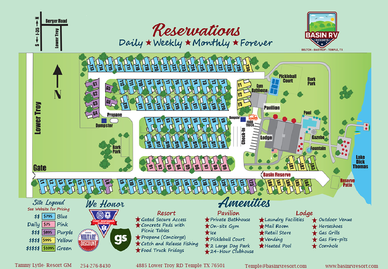 RV Resort Map | Basin RV Resorts | Belton, TX