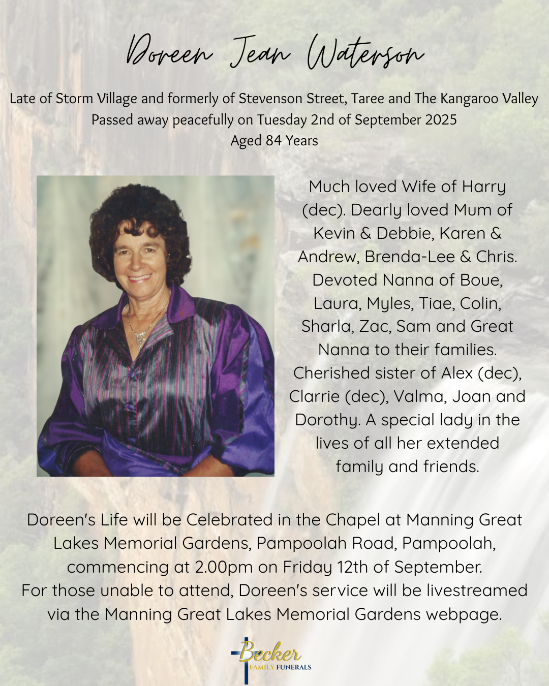 Funeral Notices | Becker Family Funerals