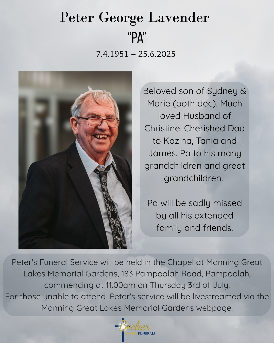 Funeral Notices | Becker Family Funerals