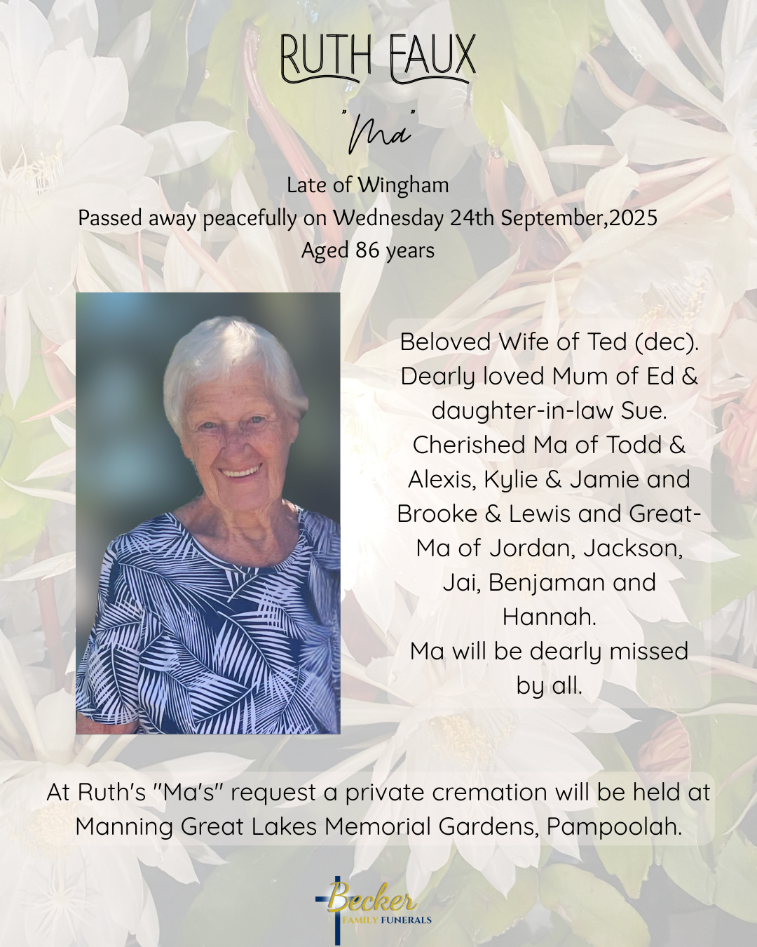 Funeral Notices | Becker Family Funerals