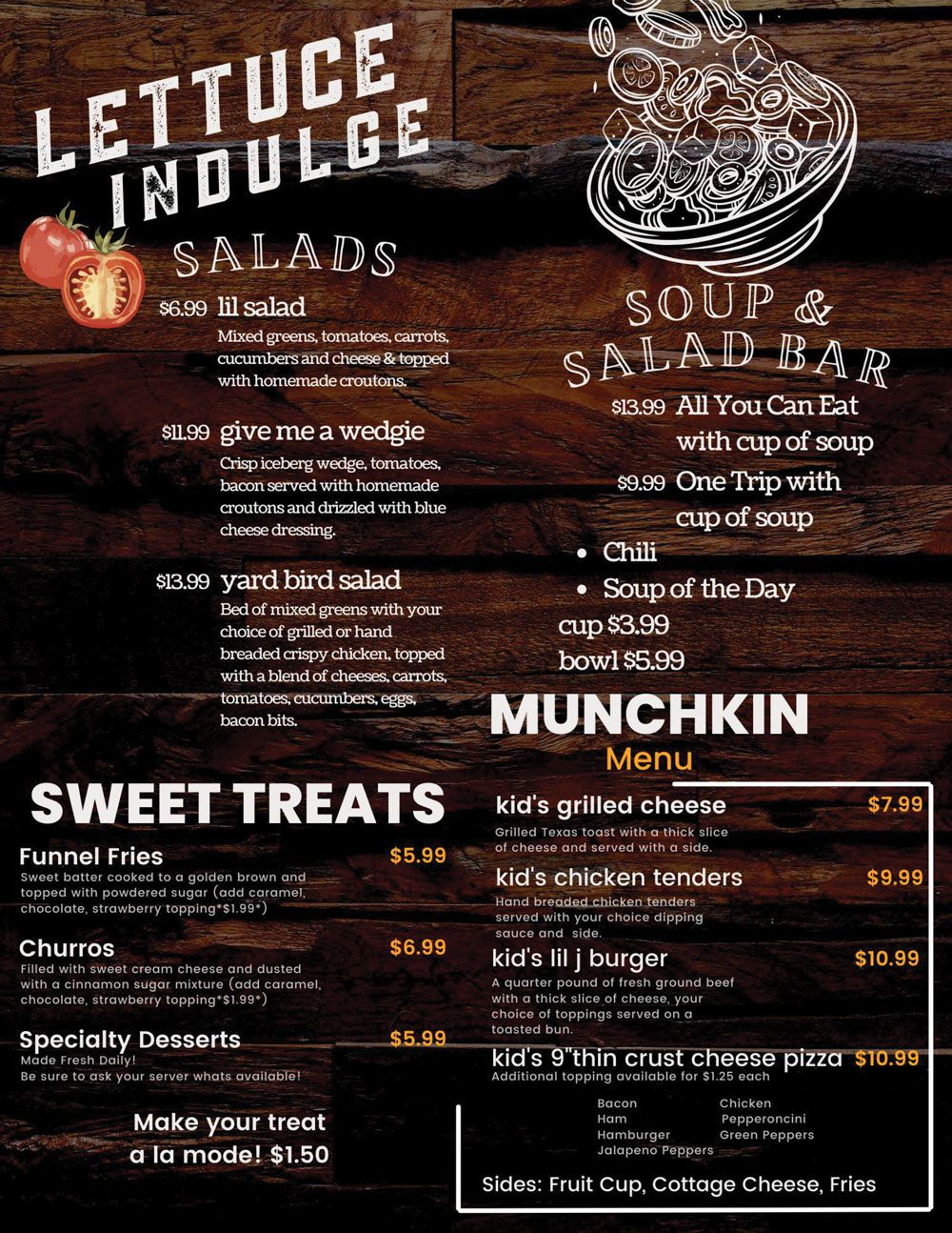 Restaurant Menu | Danville, IL | Exit 210 Saloon
