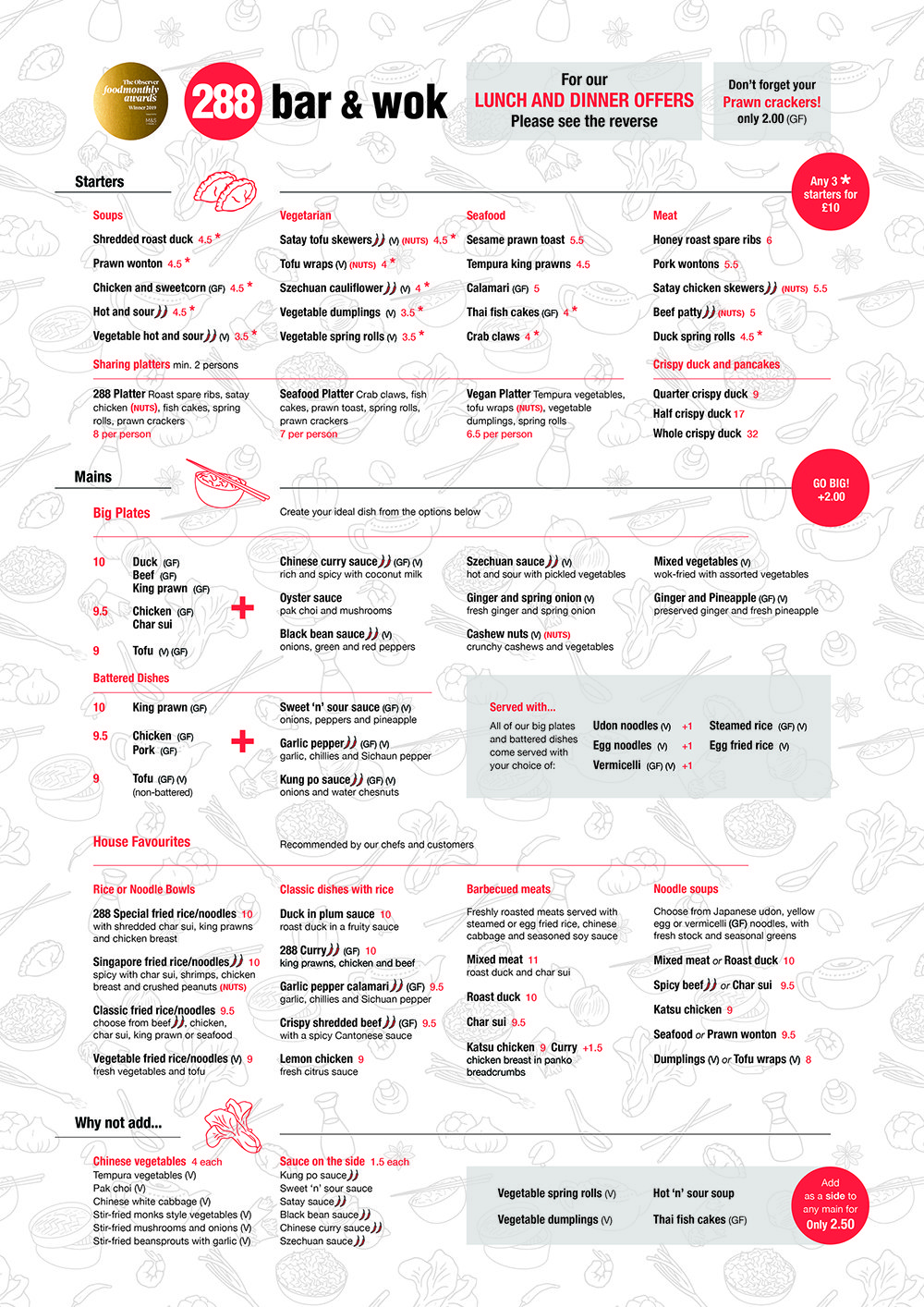 Chinese cuisine | 288 Bar & Wok | Our Menu