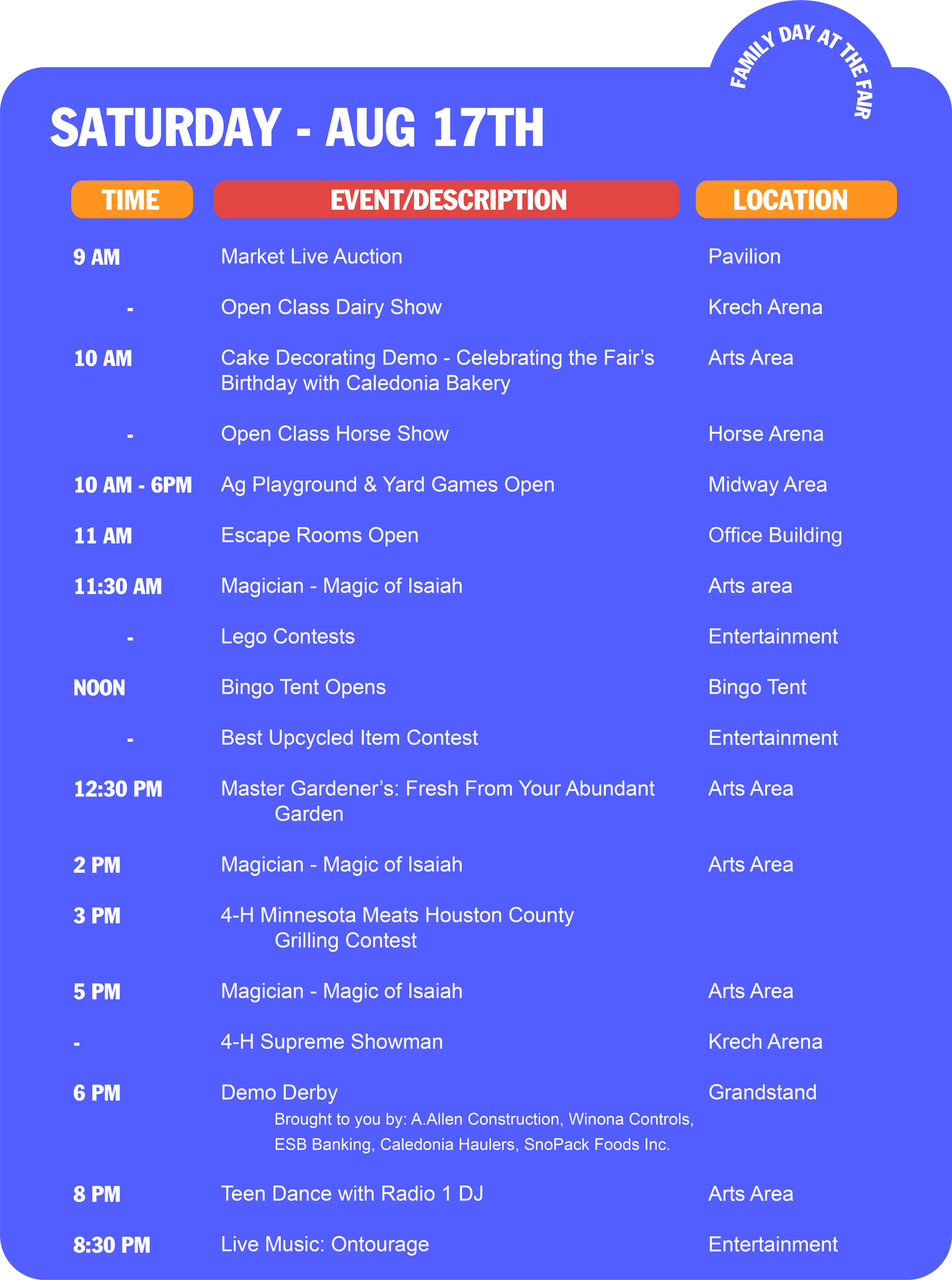 Schedule | Houston County Fair | Houston County