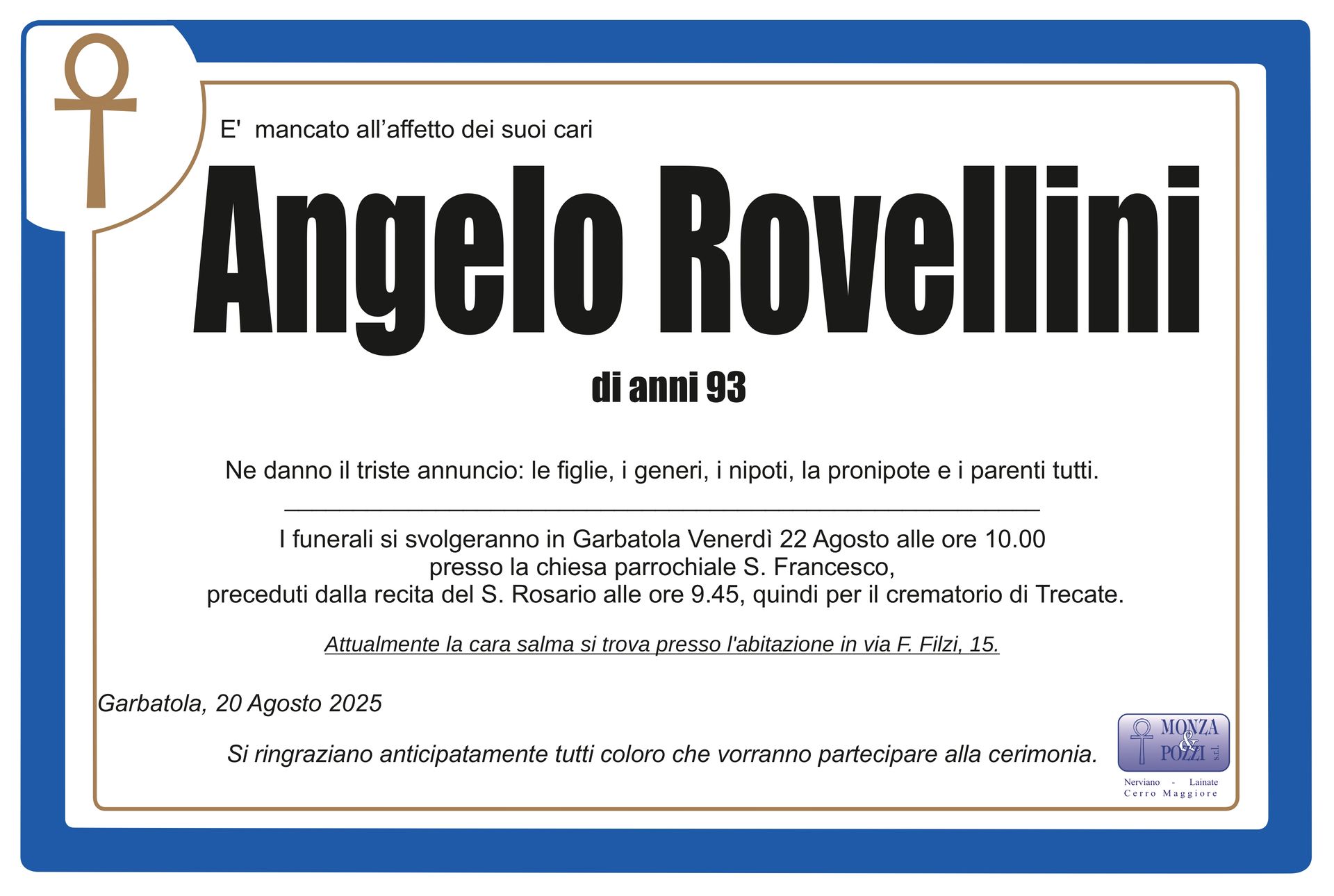 Necrologi | Lainate, Nerviano, Cerro Maggiore, Barbaiana | Onoranze ...