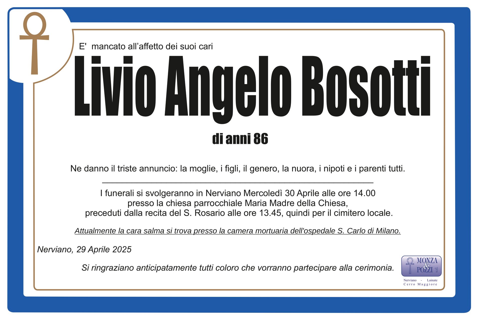 Necrologi | Lainate, Nerviano, Cerro Maggiore, Barbaiana | Onoranze ...